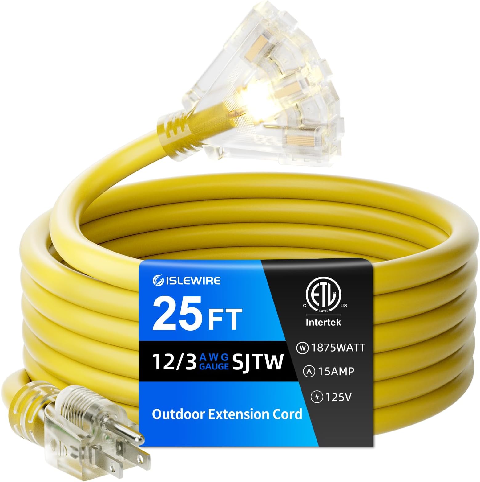 Amazon.com: islewire 25 FT Outdoor Extension Cord with Multiple Outlets ...