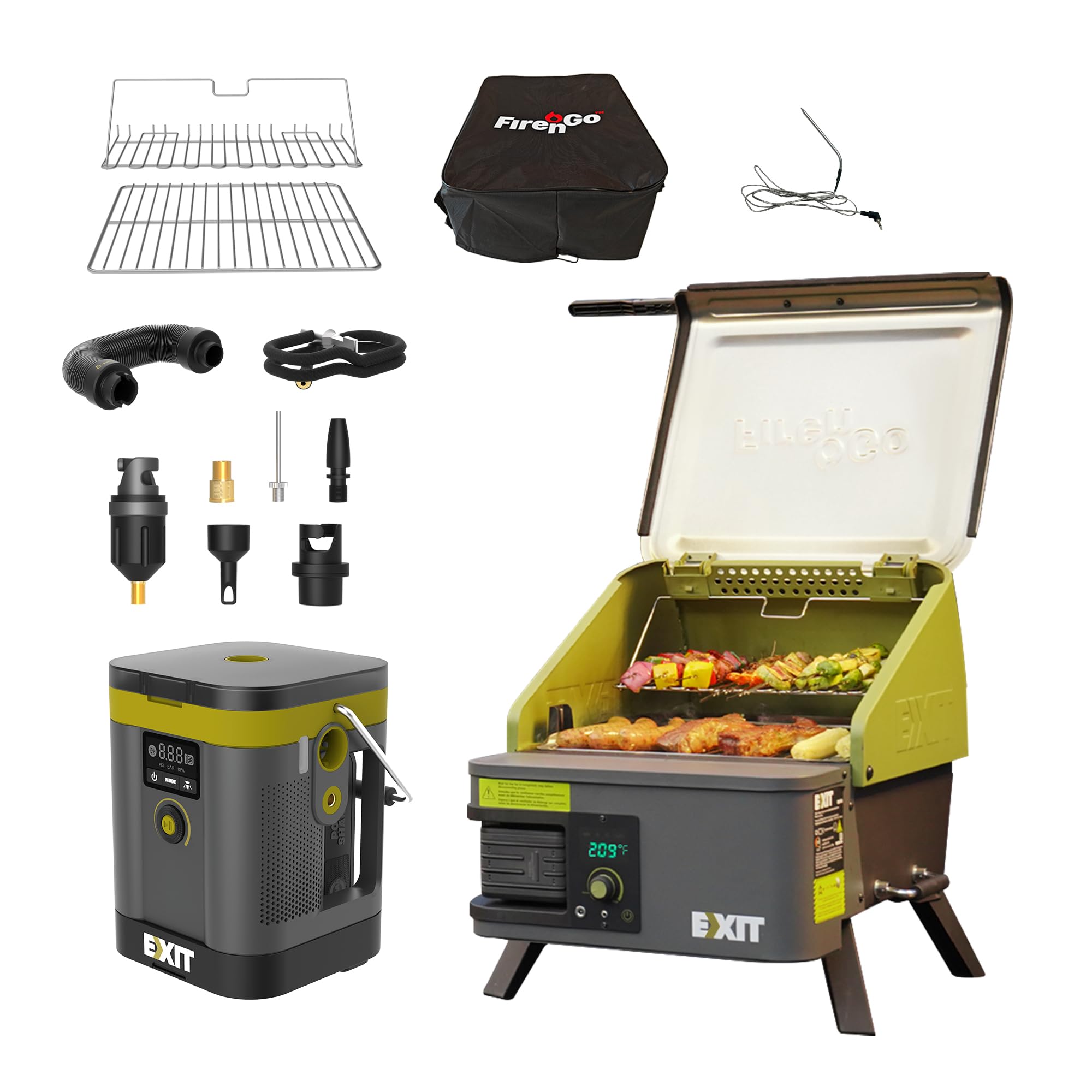 Amazon.com : EXIT Fire'n'Go Portable Grill Smoker & EXIT Tire Inflator ...
