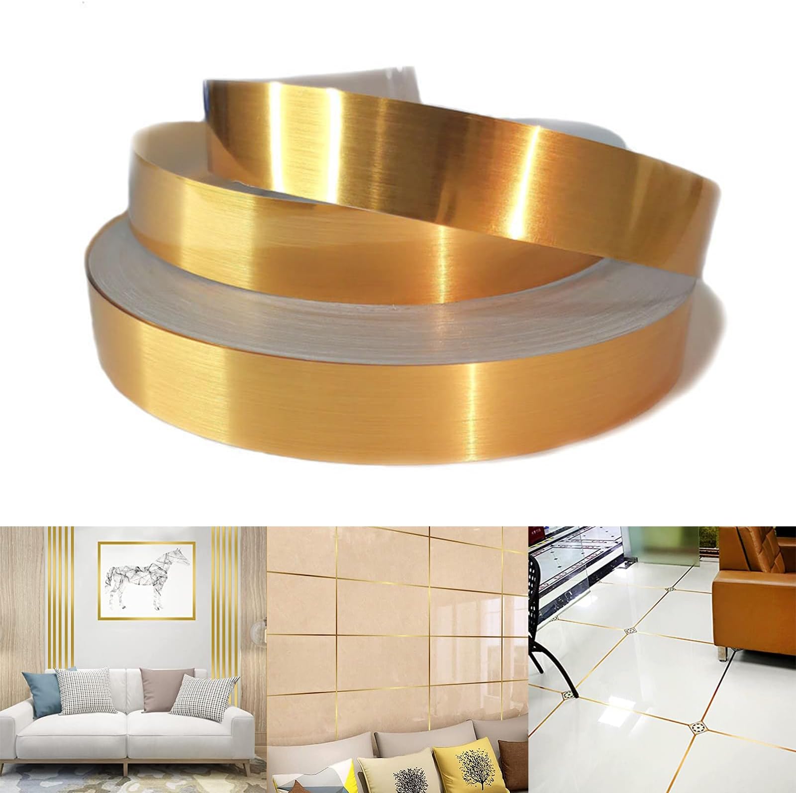 Plexaris Golden Strips For Wall, 50 Meters Tape For Decor, Mildewproof ...
