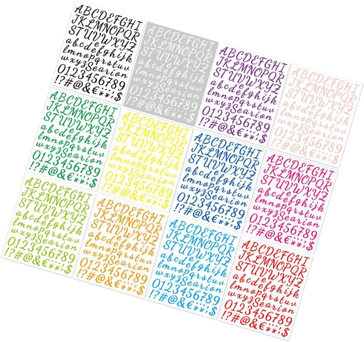 Amazon.com: KOMBIUDA 12 Sheets Alphanumeric Stickers Number Letter ...