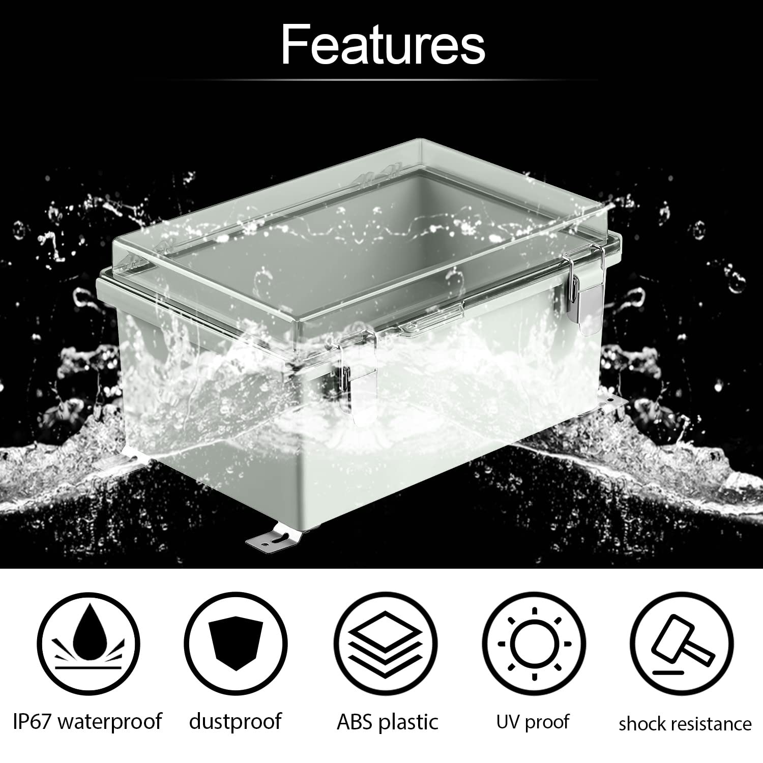 Snapklik.com : LeMotech Electrical Box, IP67 Waterproof Hinged Clear ...