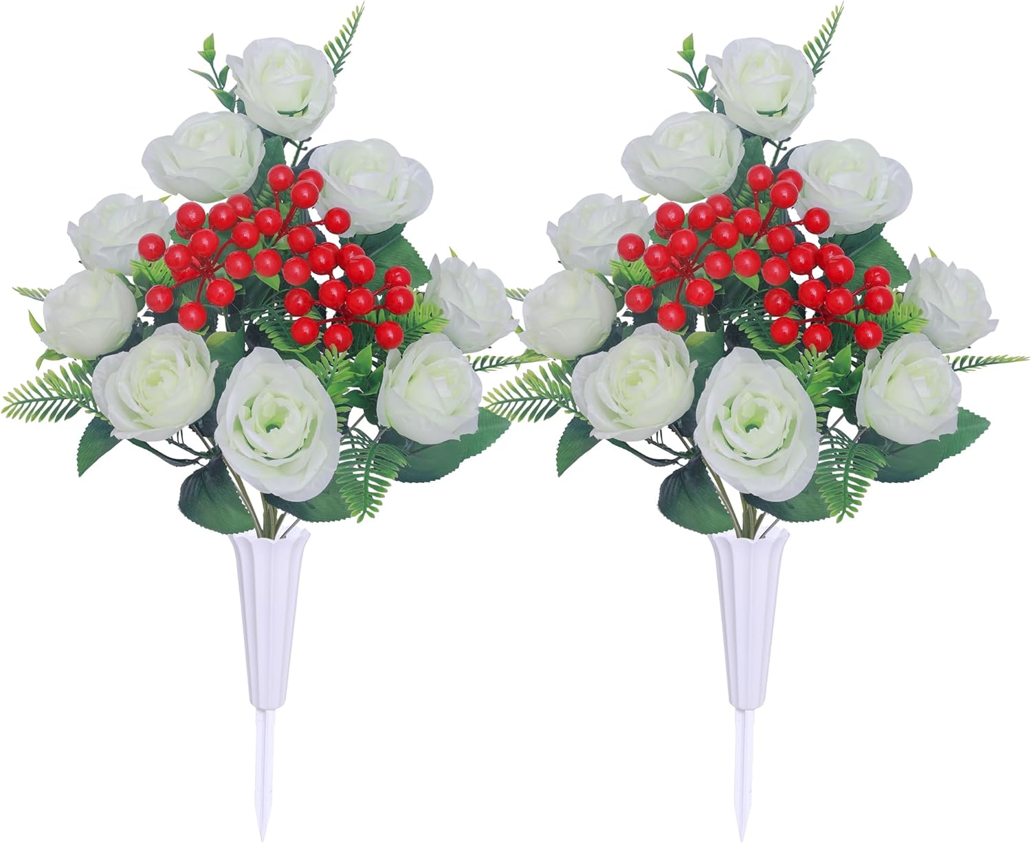 Amazon.com: 2 Sets Artificial Cemetery Flowerswith Vase,Outdoor Grave ...
