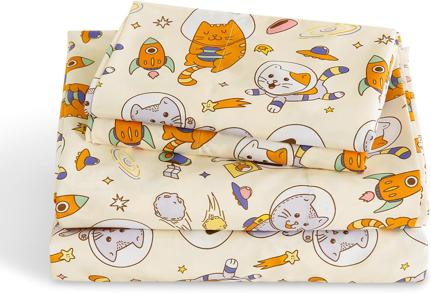 Amazon.com: BailiPromise Cartoon Cat Bed Sheet Girls Boys Little Kitten ...