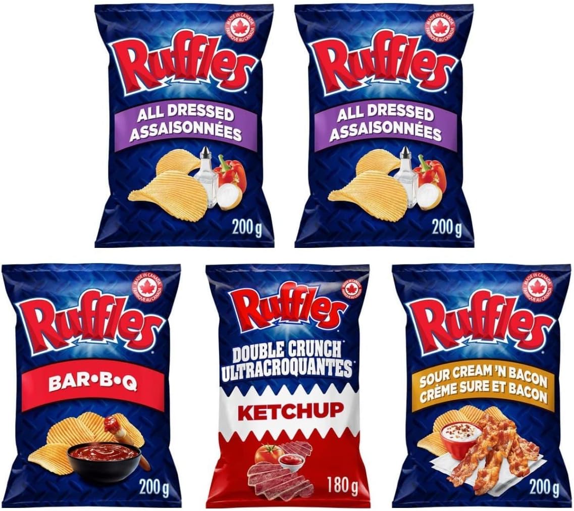 Amazon.com: Over 2lbs of Canadian Ruffles chips (2x All Dressed, 1x BBq ...