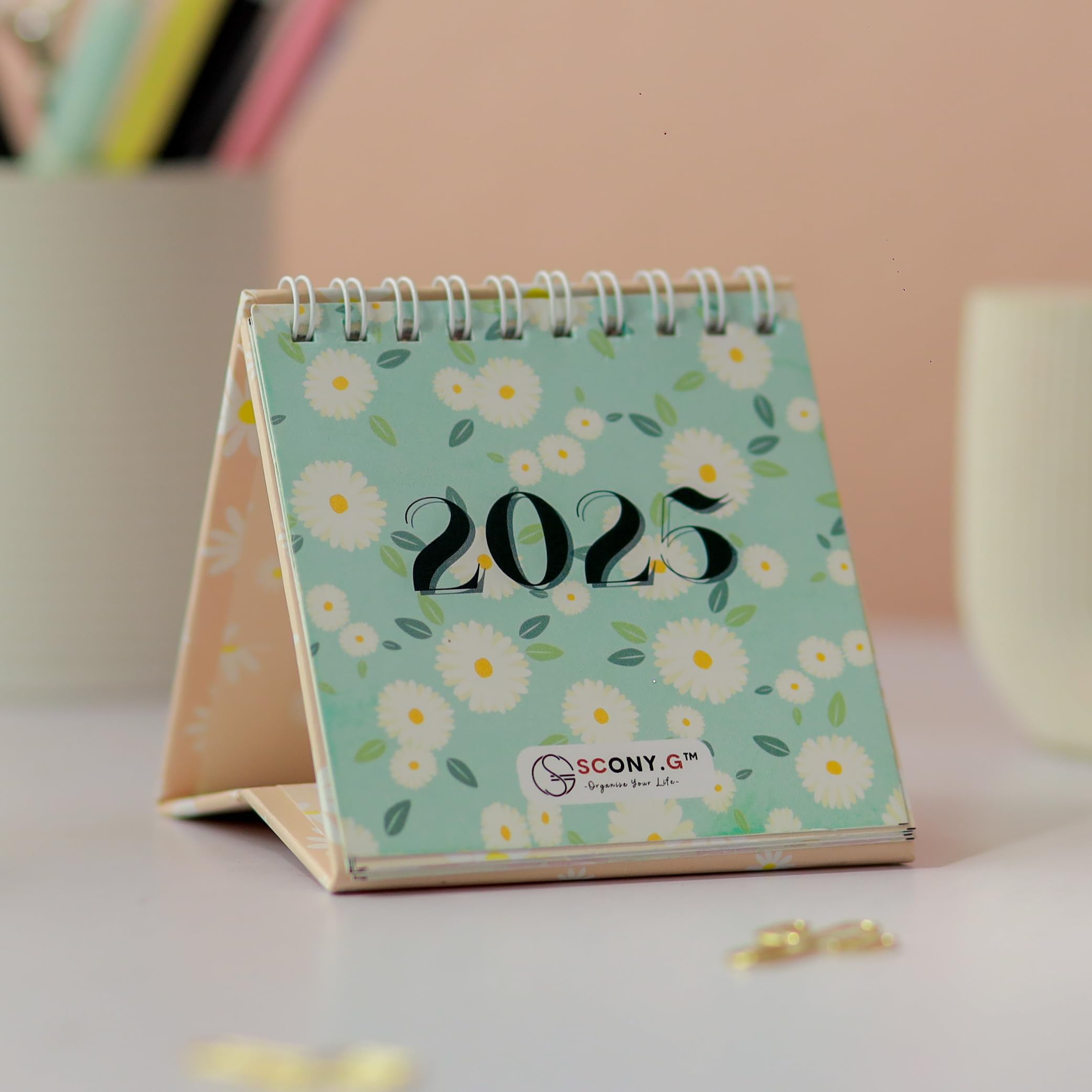 SCONY.G | 2025 MINI DESKTOP CALENDAR | FLORAL DESIGN | 9x9 CM SIZE ...
