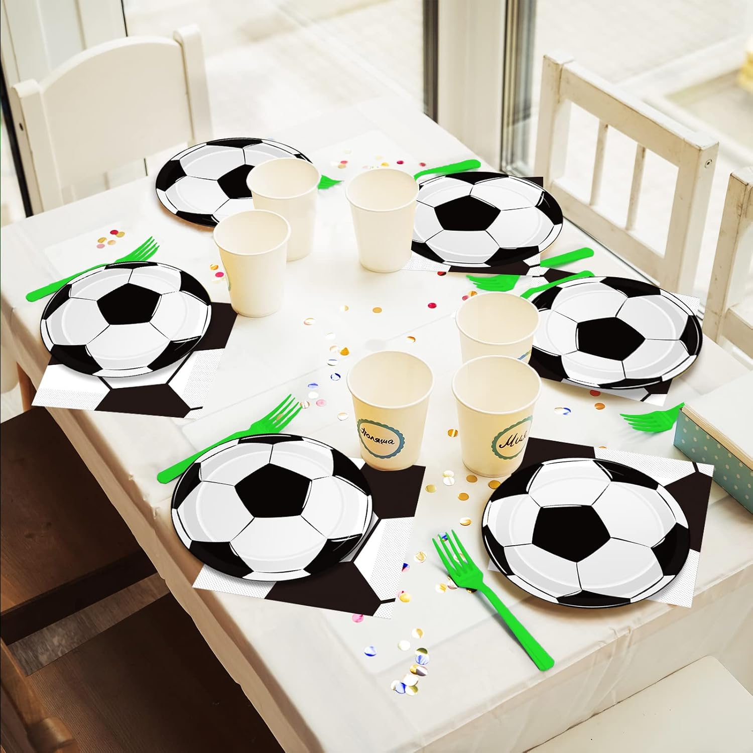 Qyeahkj 50 Guests Soccer Party Plates Napkins Supplies Soccer Birthday ...