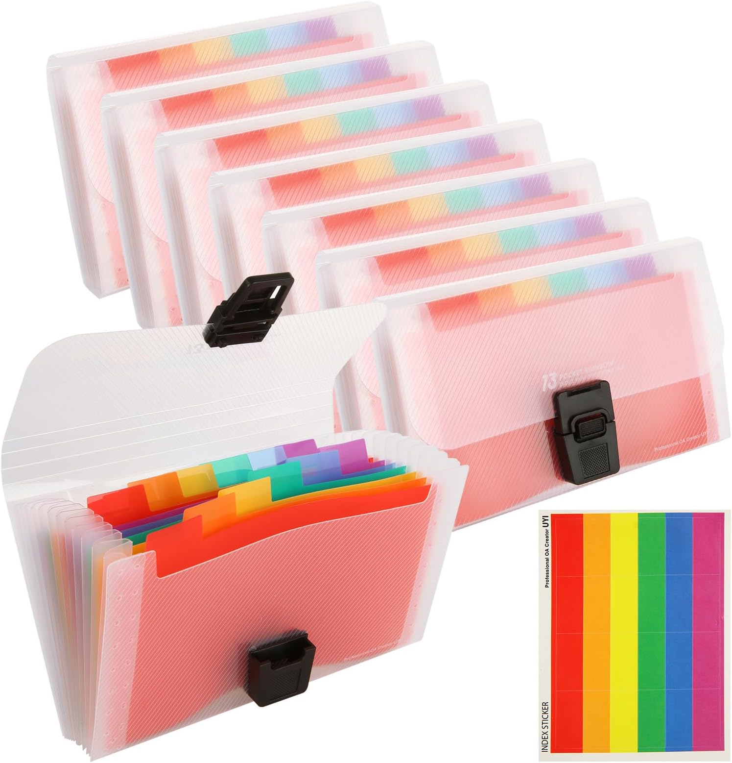 APACALI 8 Pack Flash Card Holder A6, 13 Pockets Revision Card Organiser ...