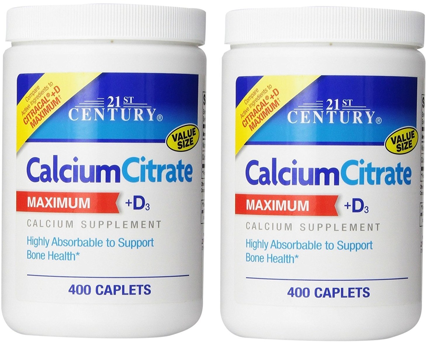 Amazon.com: 21st Century Cápsulas de citrato de calcio más D máximo ...