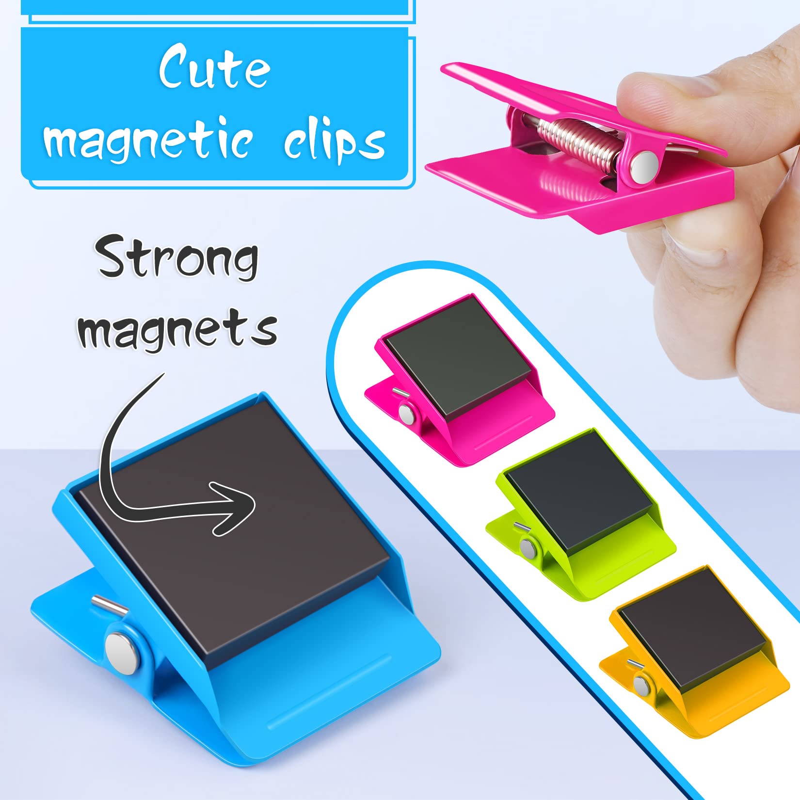 Snapklik.com : 12 Pack Magnetic Clips Heavy Duty, Colorful Strong ...