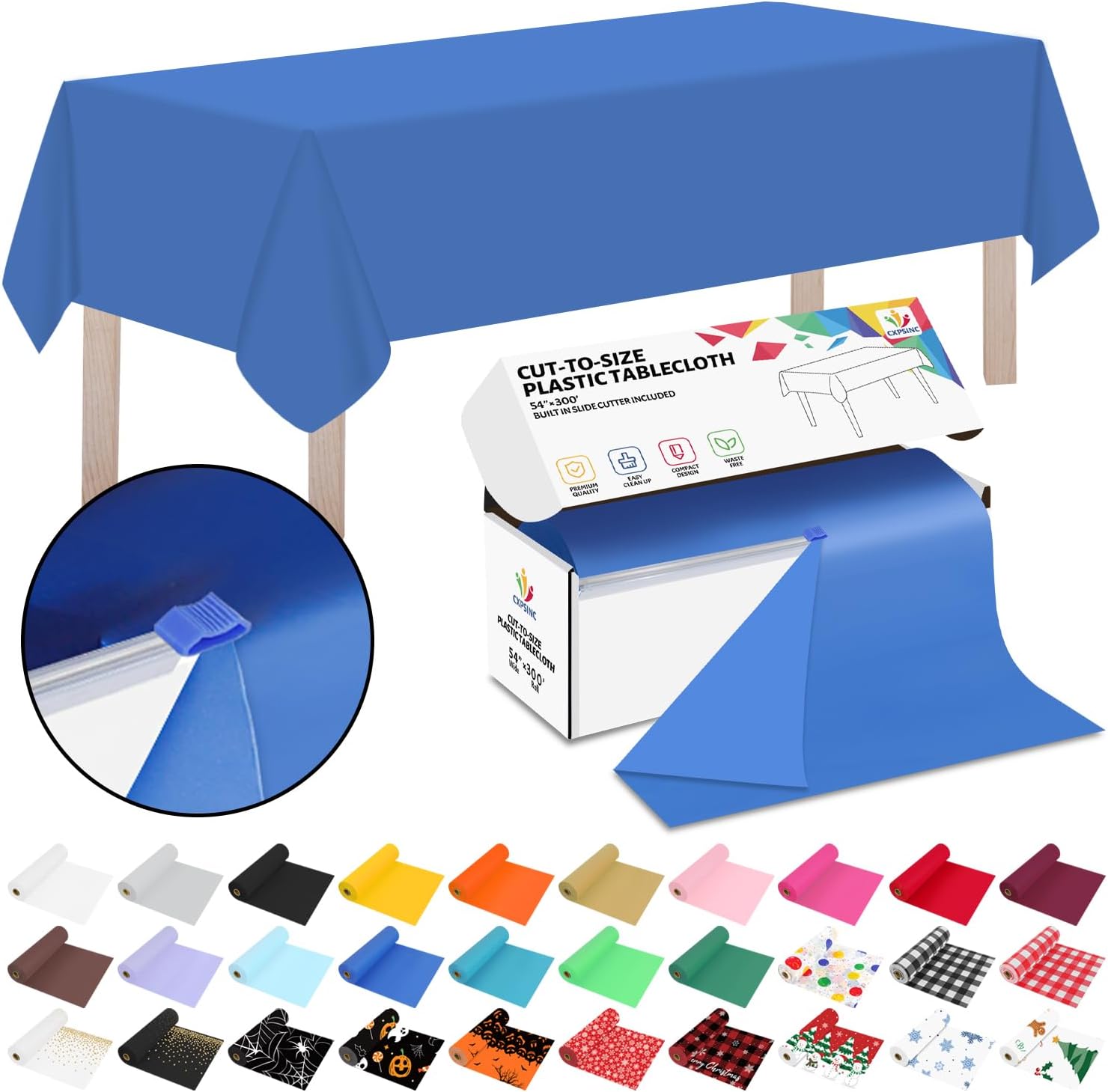 Amazon.com: Table Mate Plastic Party Banquet Table Cover Roll - 300 ft ...