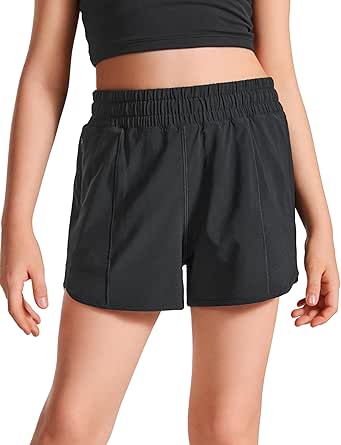 Amazon.com: CRZ YOGA Girls Athletic Shorts with Zipper Pocket ...