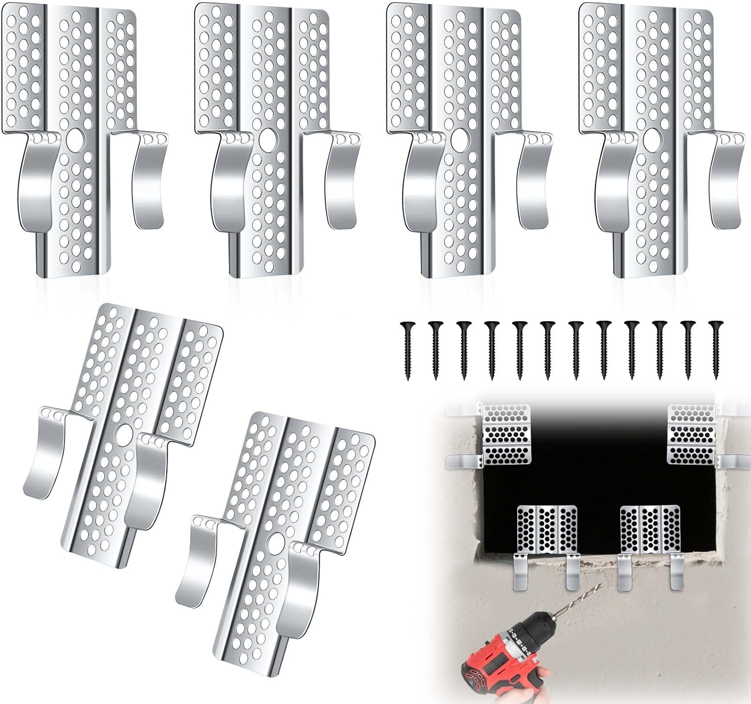 6 Pack Drywall Repair Clips 1/2 inch Drywall Fastner Clips with 12 ...