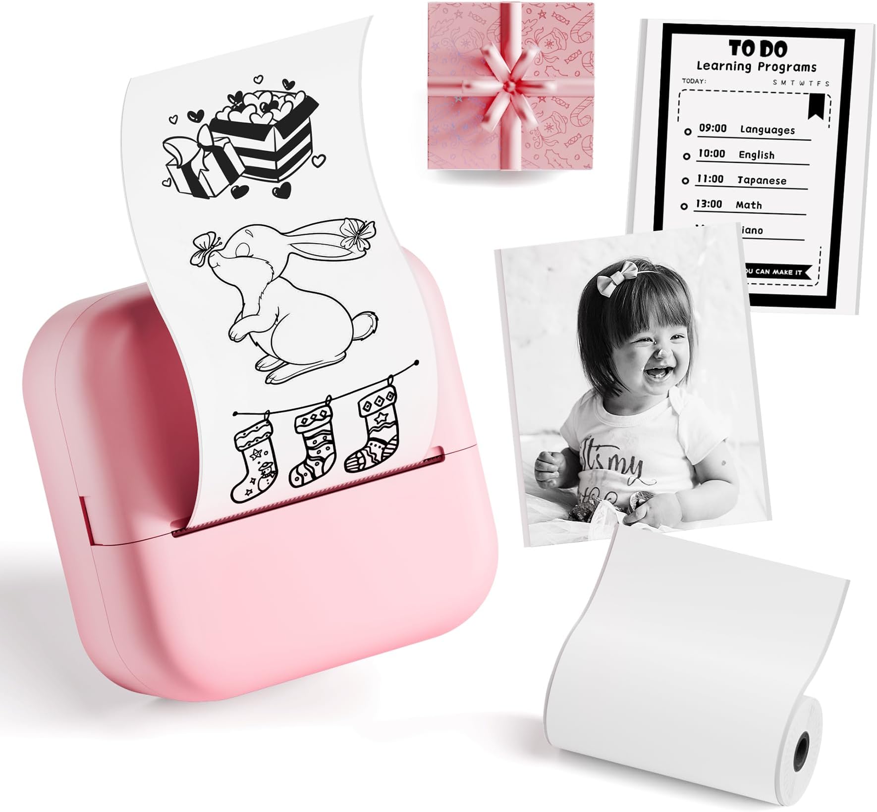 Amazon.com: Sticker Printer, Mini Printer, Bluetooth Inkless Printer ...
