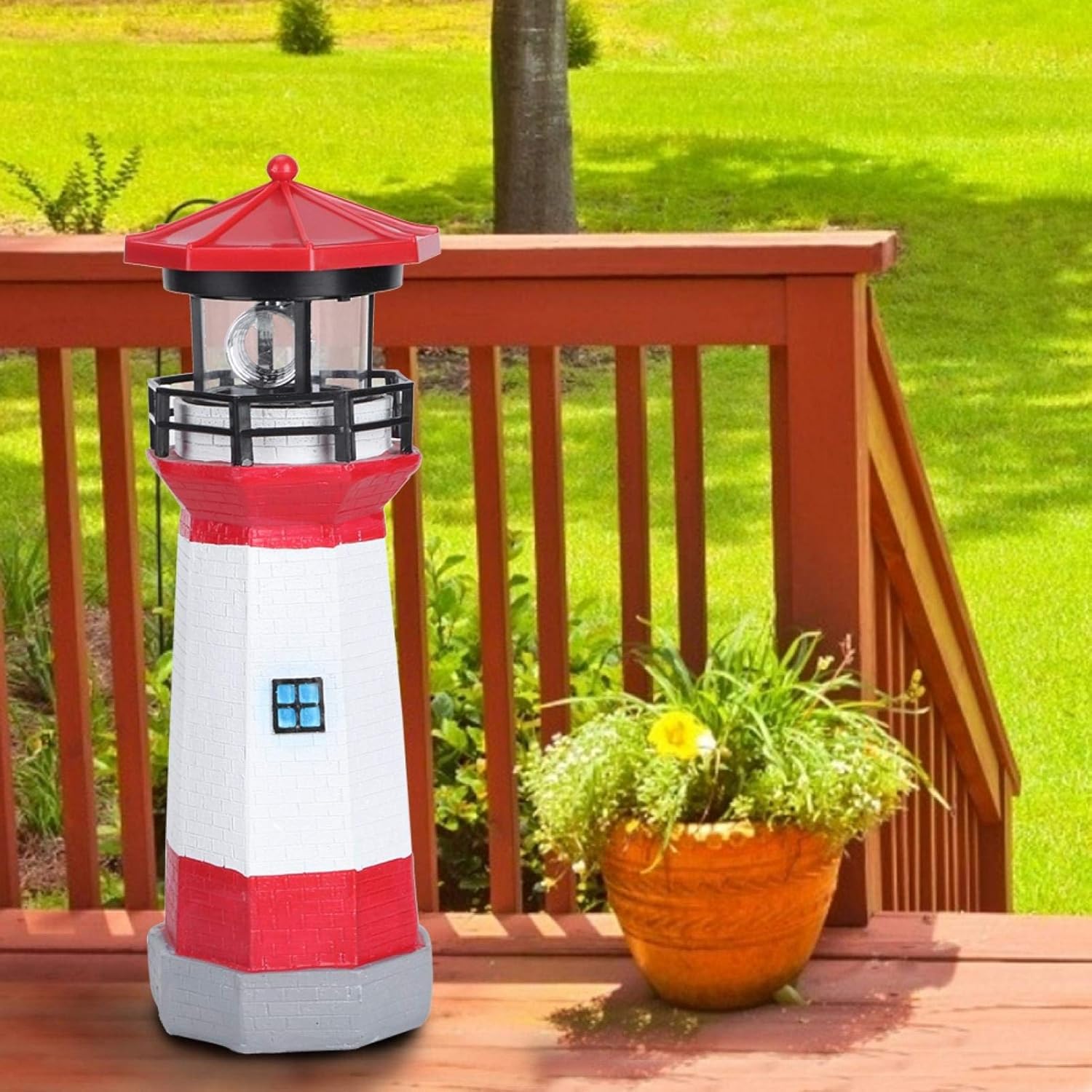 Solar Lighthouse with Rotating Beacon, Yard Lights Fast Charging:2 ...