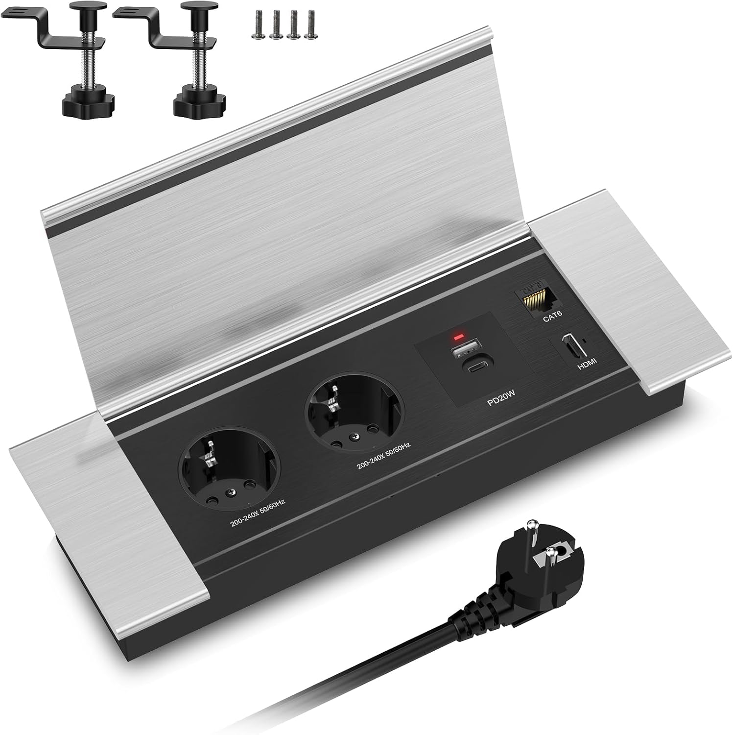 Tafelstopcontact met USB C PD20W, inbouwstopcontact met USB HDMI RJ45 ...