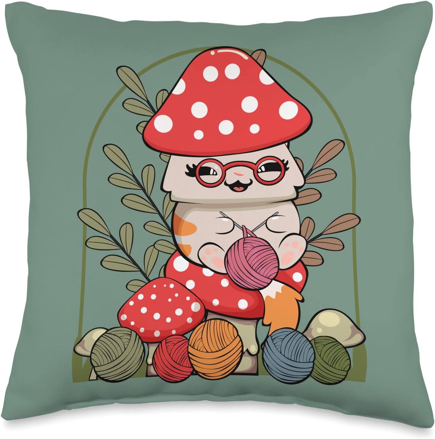 Amazon.com: Cottagecore Aesthetics Chibi Crochet Cat Mushroom ...