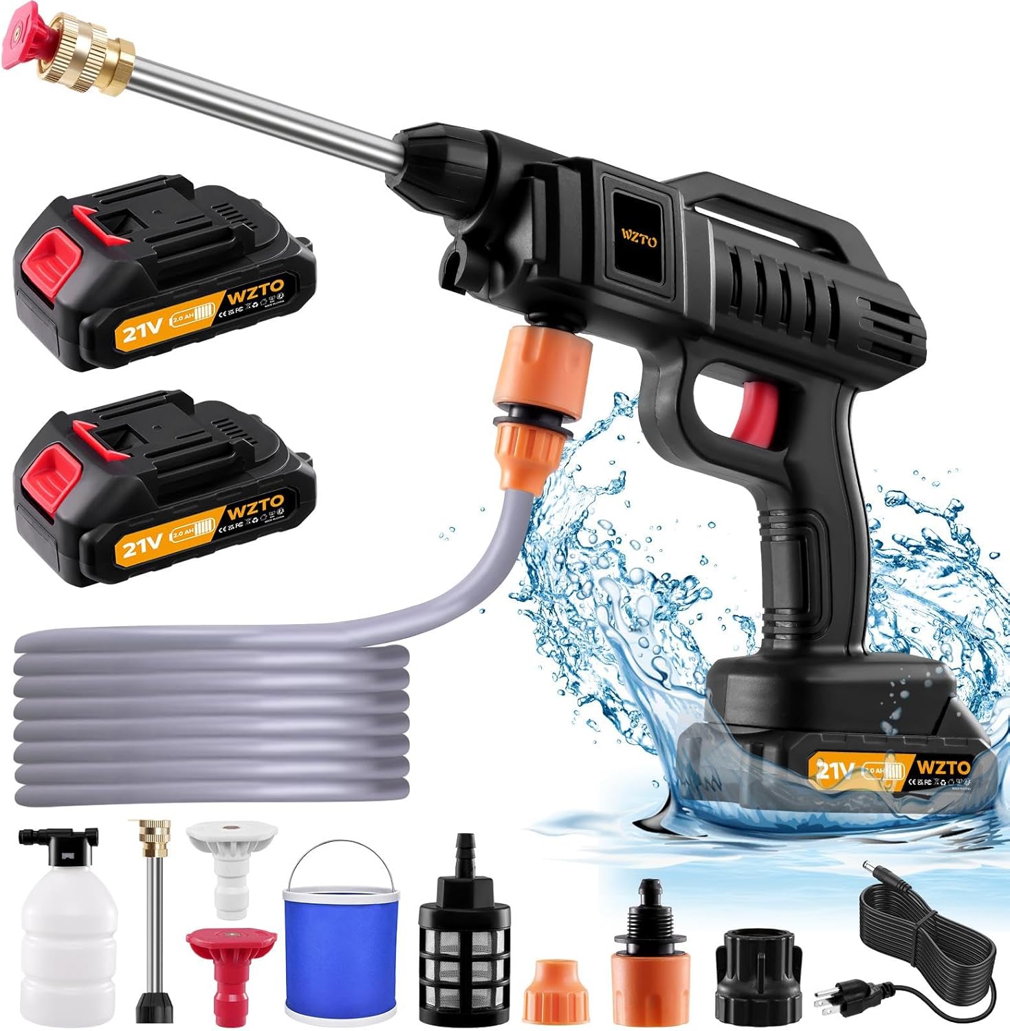 1500W Cordless Pressure Washer, 21V Portable Pressure Washer,870 Psi ...