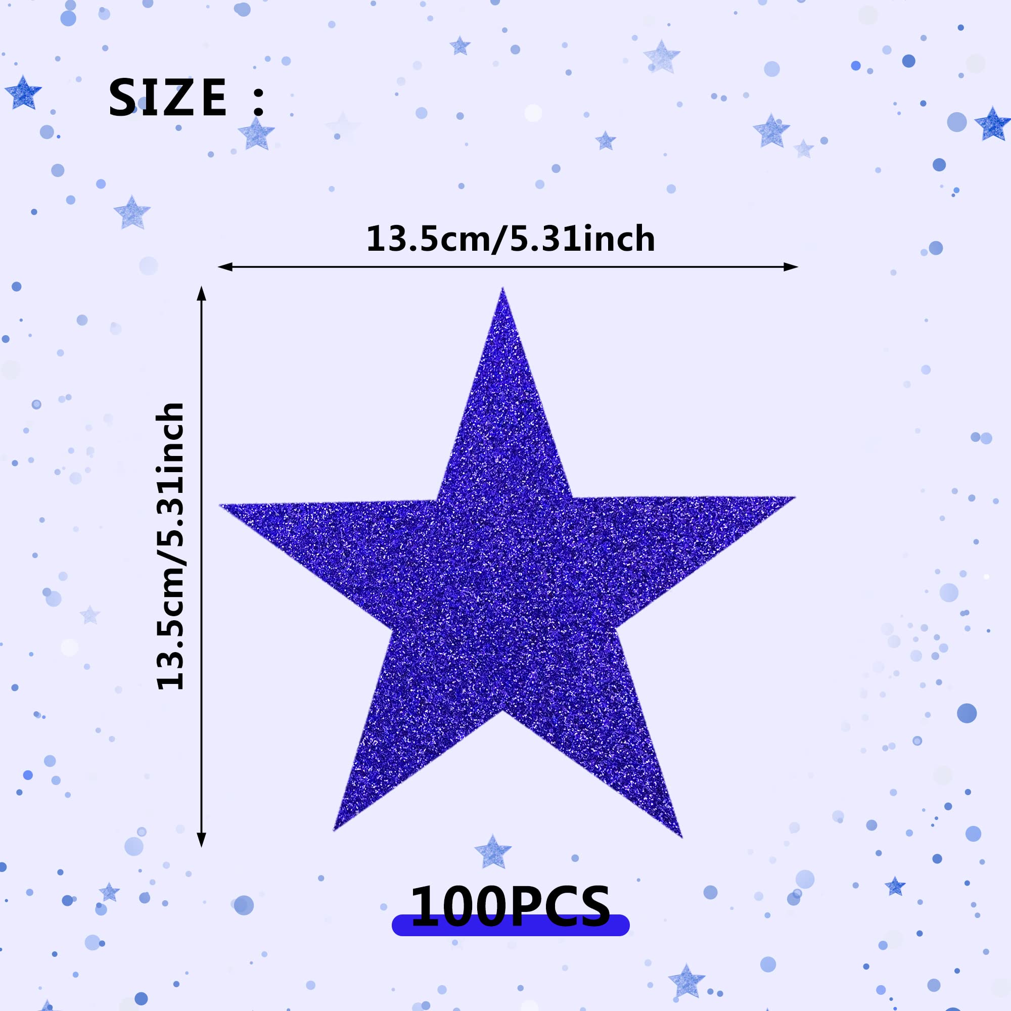 Snapklik.com : 100 PCS Glitter Blue Five Star Cutouts Paper Stars ...
