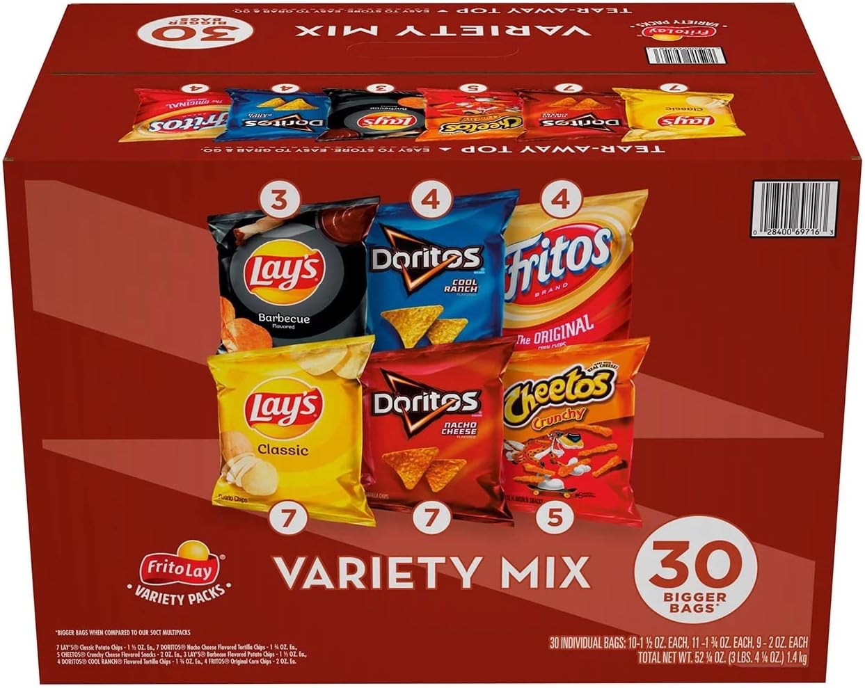 Amazon.com: Frito-Lay Company, Frito Lay Variety Mix Variety Packs, 30 ...