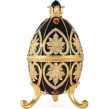 QIFU Hand Painted Enameled Faberge Egg Style Decorative Hinged Jewelry ...