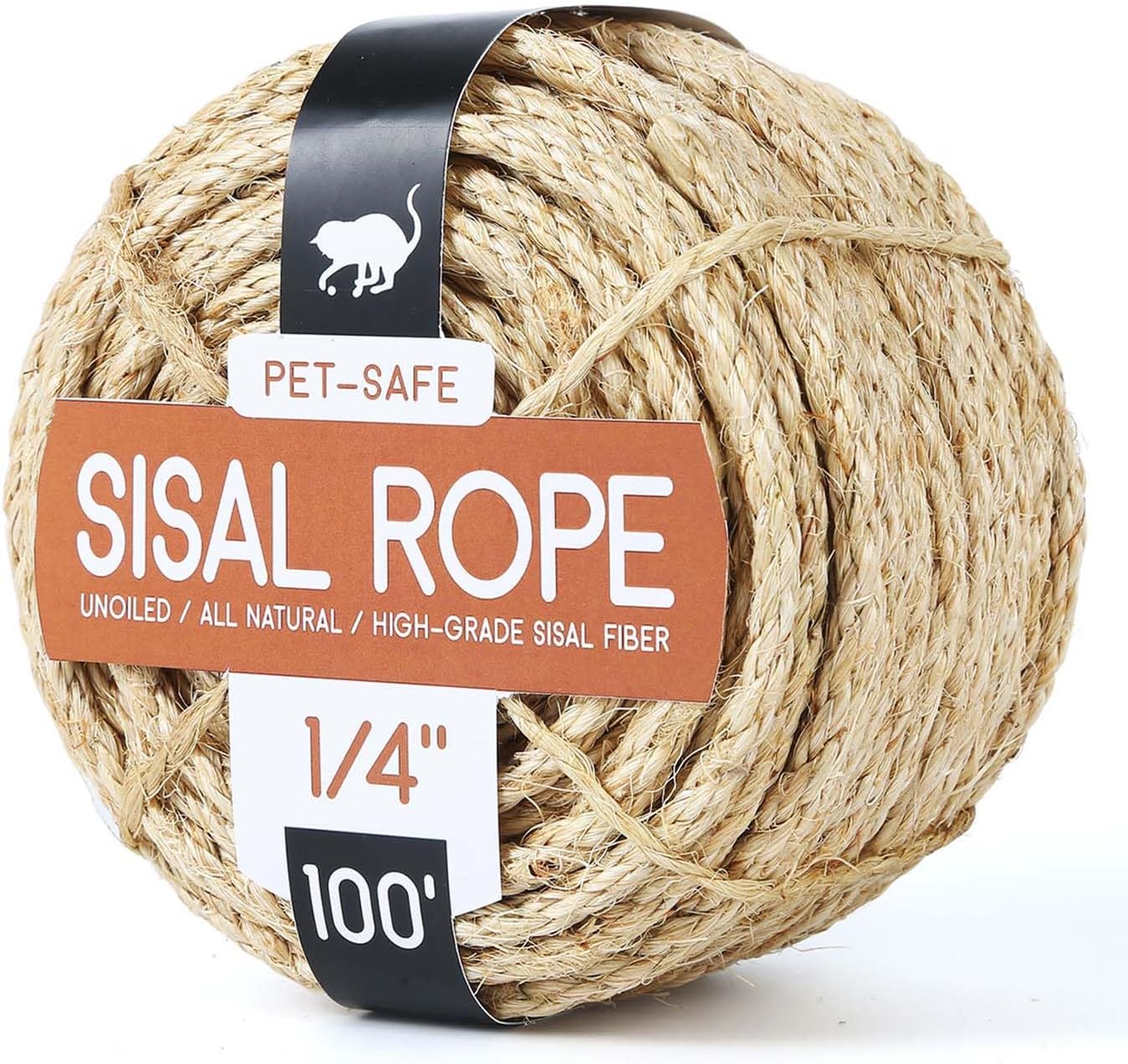 Twisted Sisal Rope 1/4" x 100ft - All Natural Chemical Free, Cat Tree ...