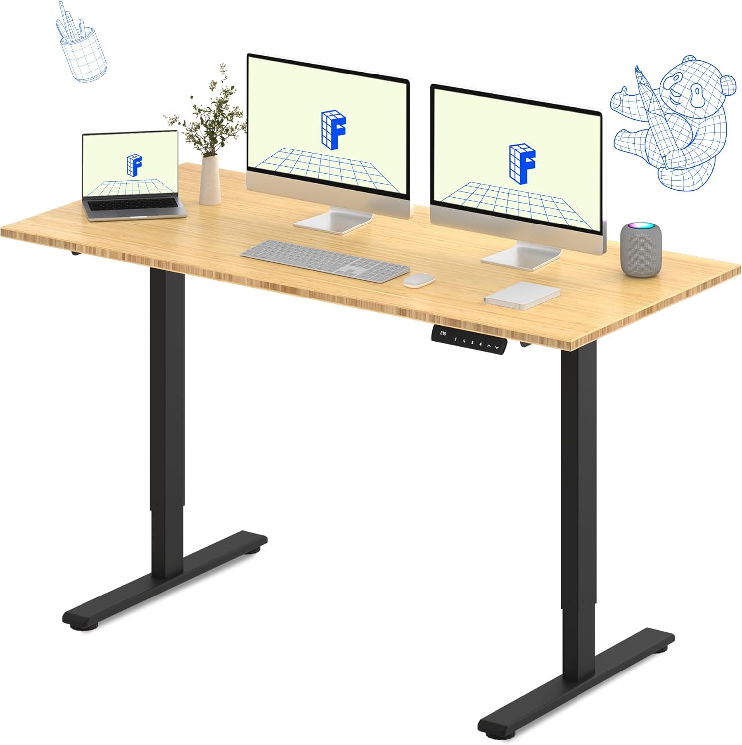 Amazon.com: FLEXISPOT E3 Bamboo Dual Motor 72x30 Inch Electric Height Adjustable Standing Desk ...