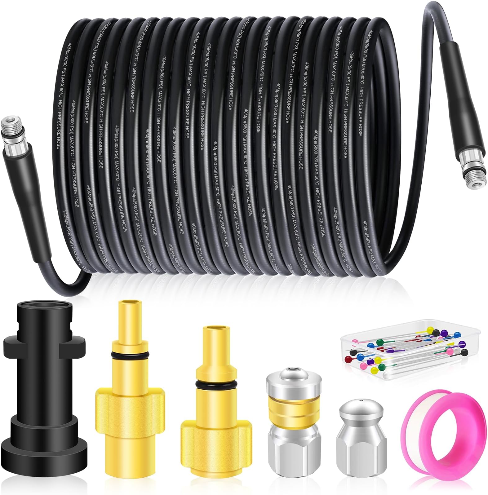 15M Pressure Washer Drain Pipe Sewer Blockage Hose Cleaning Kit with ...
