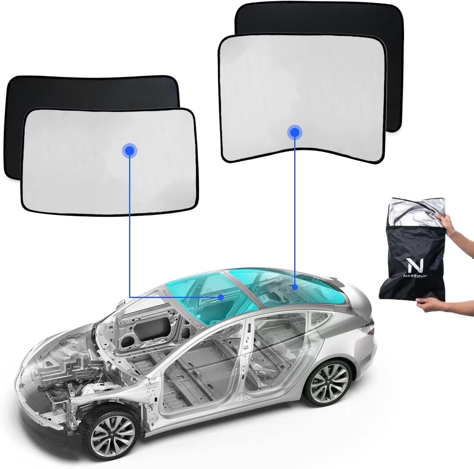 Amazon.com: D-Lumina for Tesla Model 3 Roof Sunshade, Glass Sunroof ...