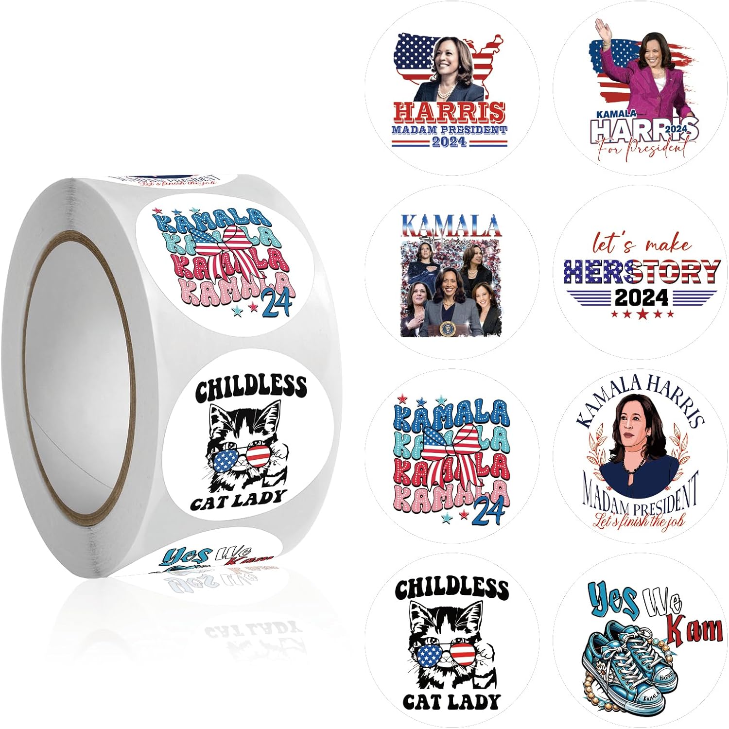 Amazon.com: 2024 Kamala Harris Stickers Roll 500Pcs - Madam Funny ...