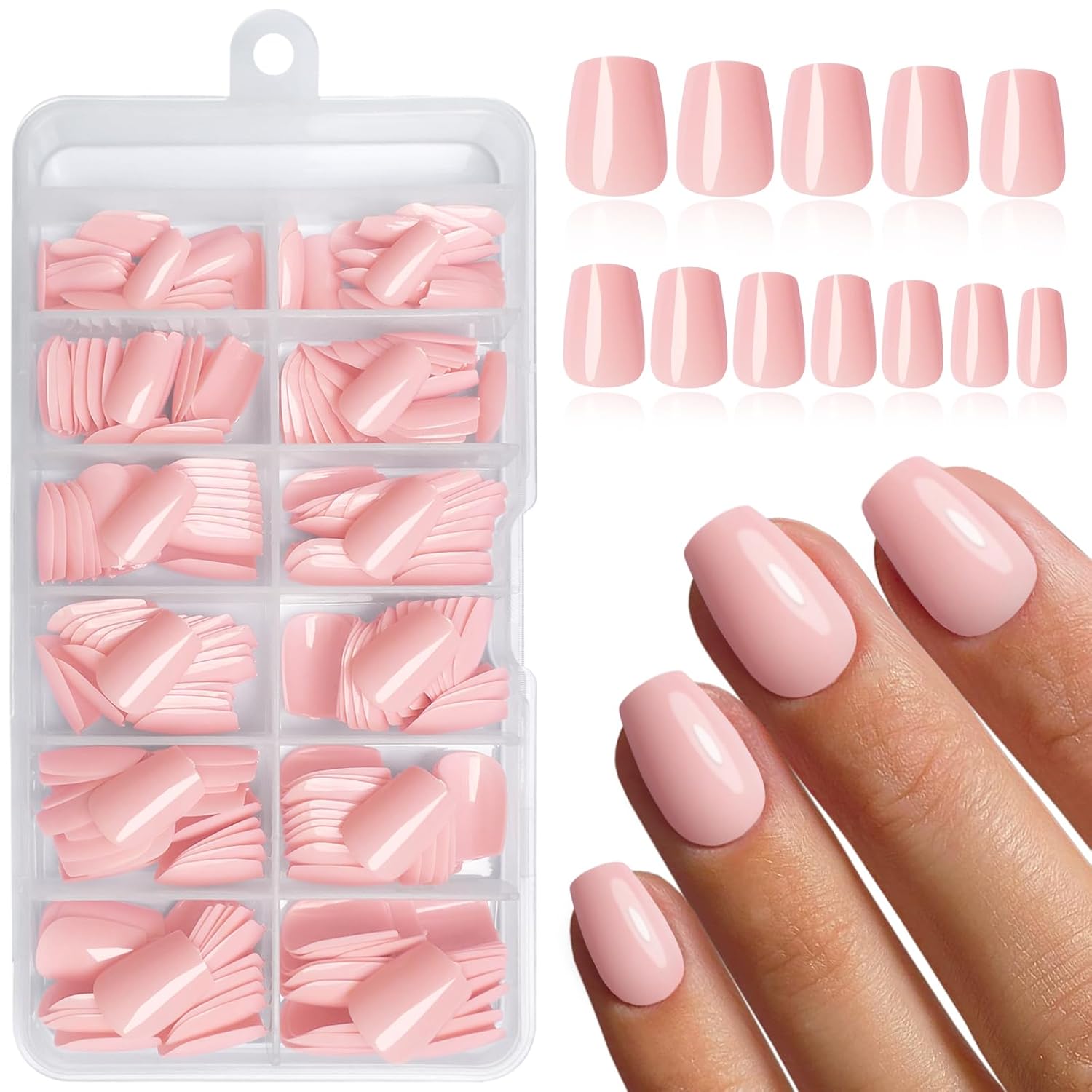 Amazon.com: LoveOurHome 240pc Coffin Press on Nails Short Fake Nails ...