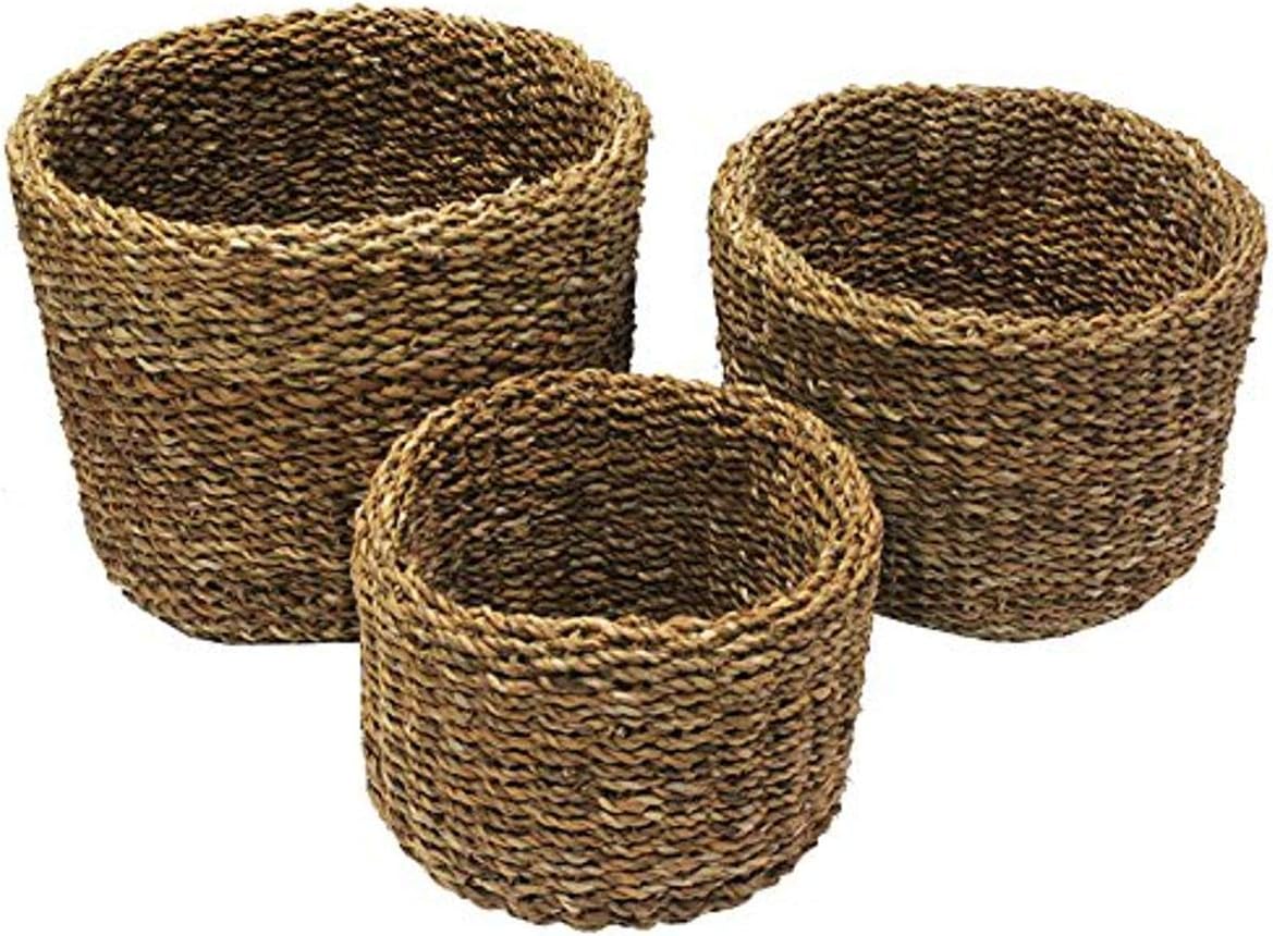 Amazon.com: Essential Décor Entrada Collection 3 Piece Round Sea Grass ...