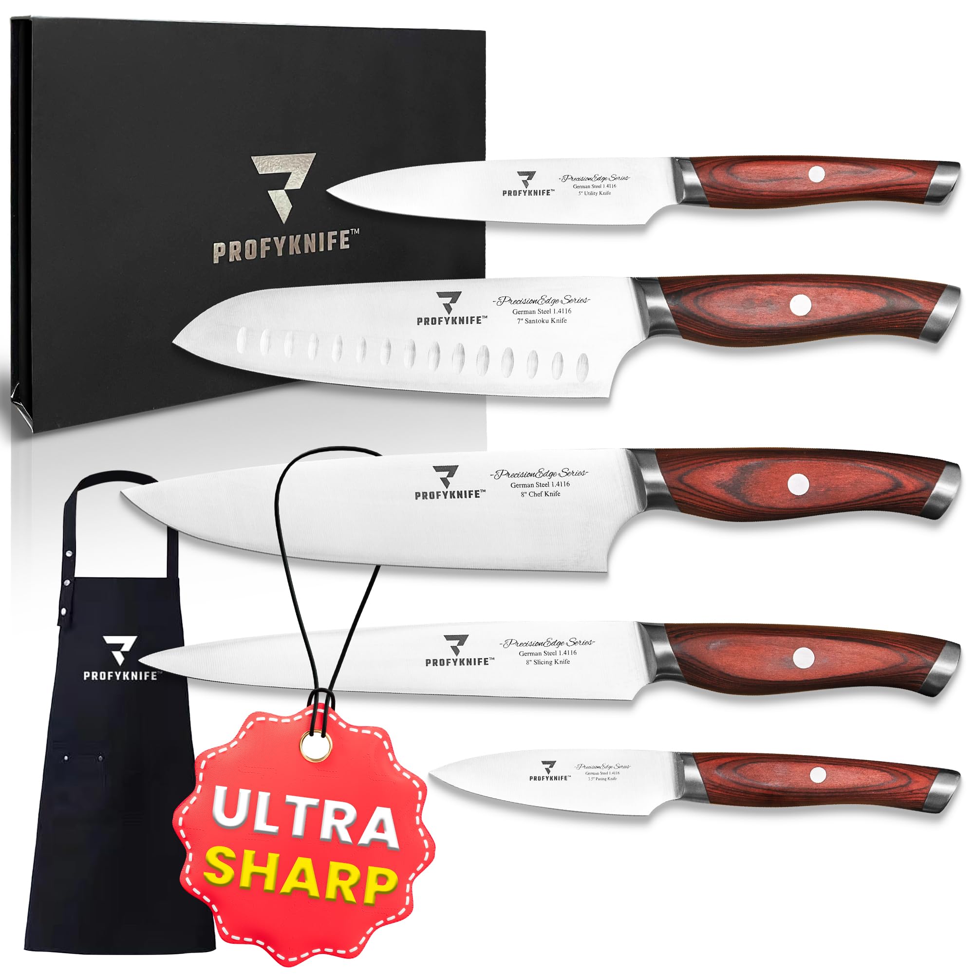 Amazon.com: PROFYKNIFE PrecisionEdge 5 Piece Knife Set Ultra Sharp ...