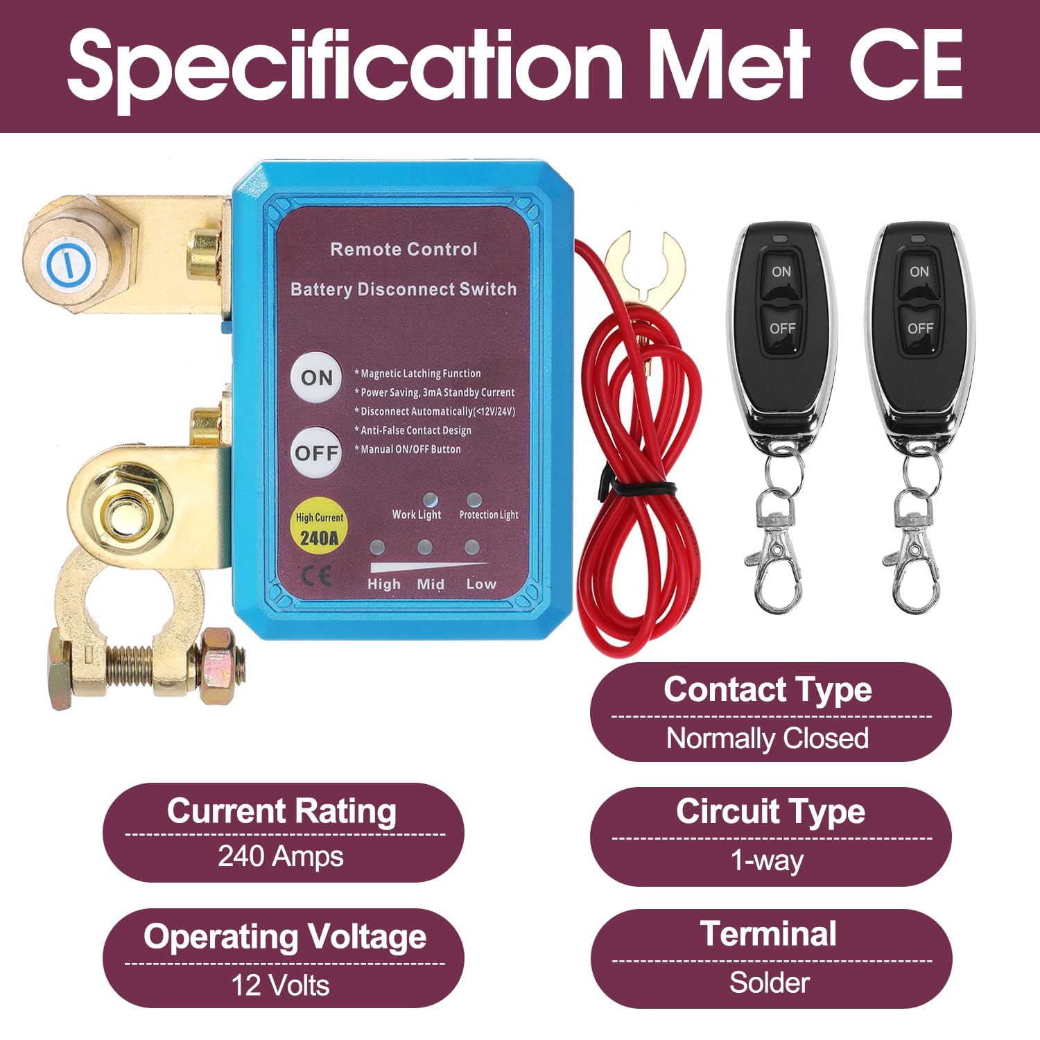 Snapklik.com : Remote Battery Disconnect Switch 12V 240A Battery Kill ...