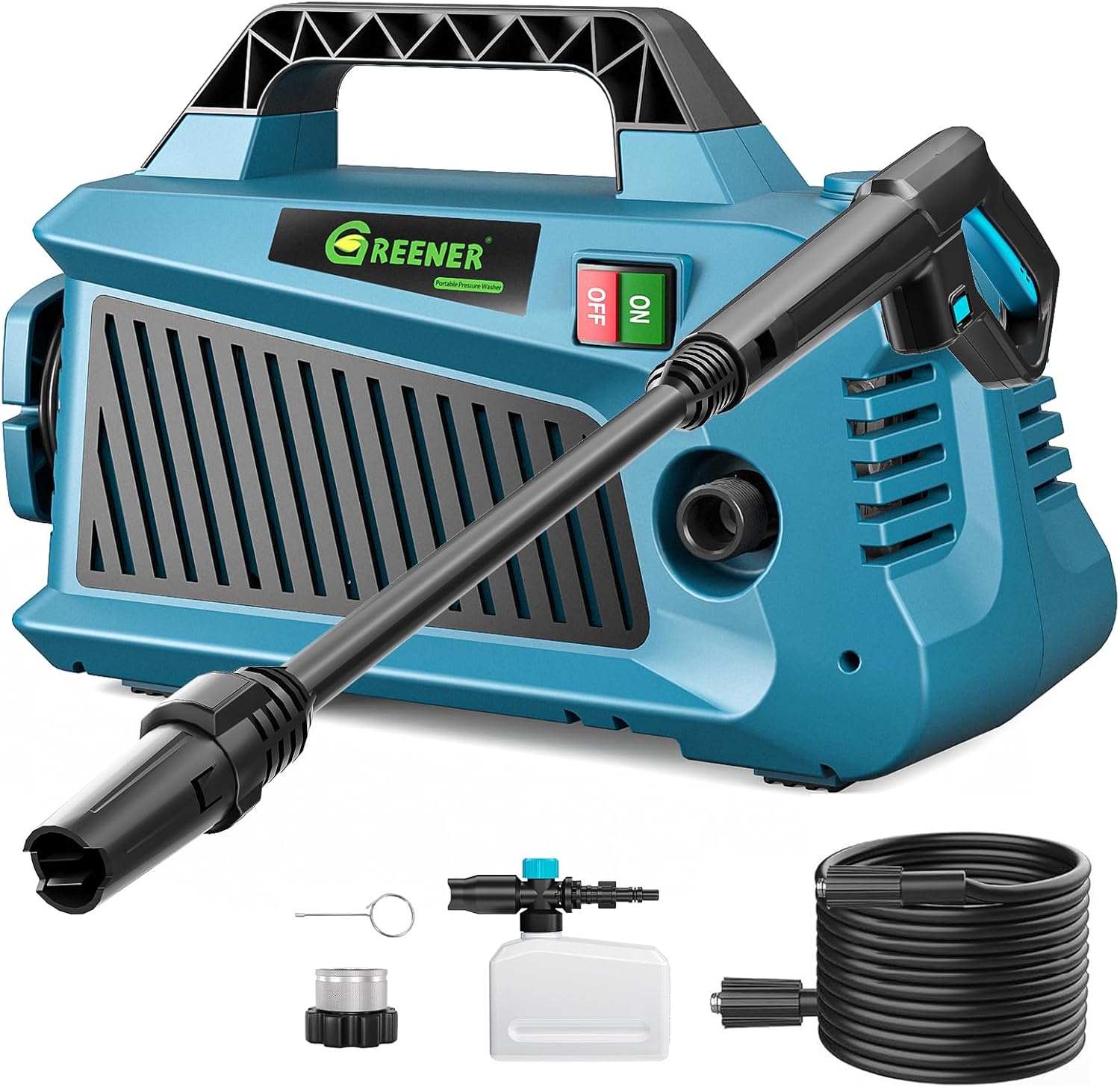 Amazon.com : GREENER Portable Pressure Washer, 1900 PSI Max, 1.8 GPM ...