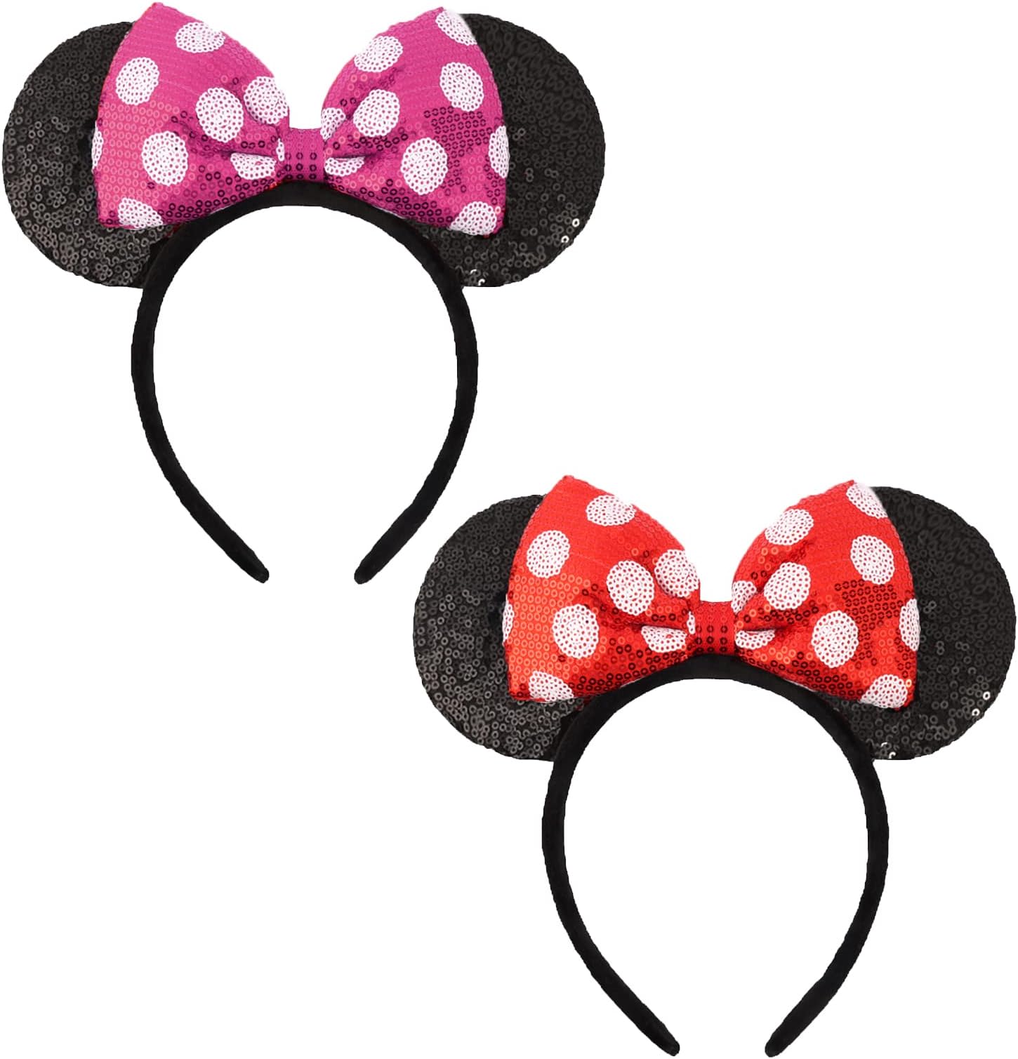 Amazon.com: Mouse Ears Headband, 2 PCS Sequin Bow Mouse Headbands for ...