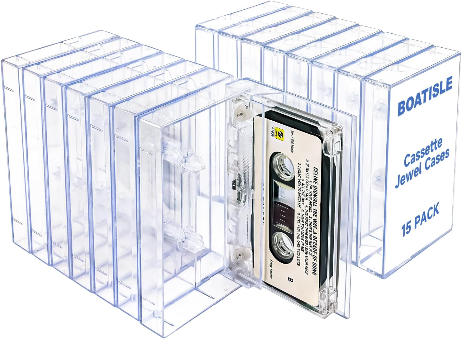 Amazon.com: BOATISLE 15-Pack Clear Plastic Cassette Tape Storage Cases ...