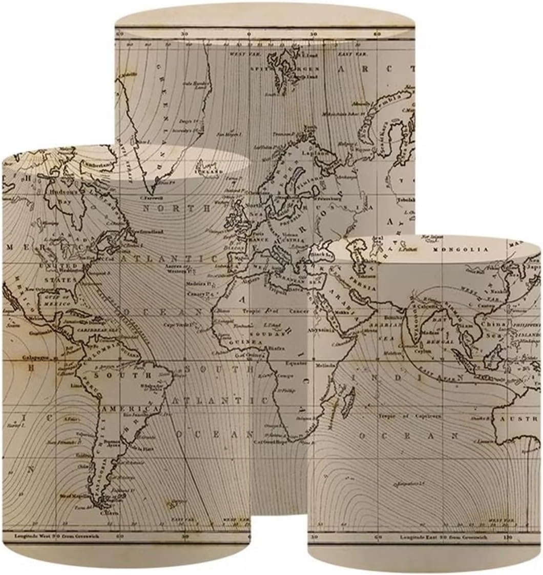 Amazon.com : HISDH Vintage World Map Pedestal Cover for Kids Birthday ...