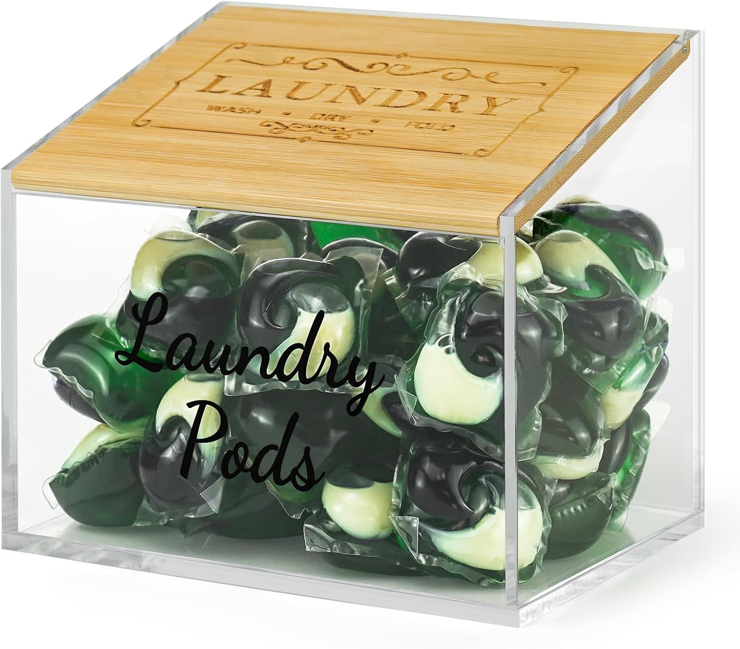 Amazon.com: AIMerss Acrylic Laundry Pods Container with Bamboo Lid ...