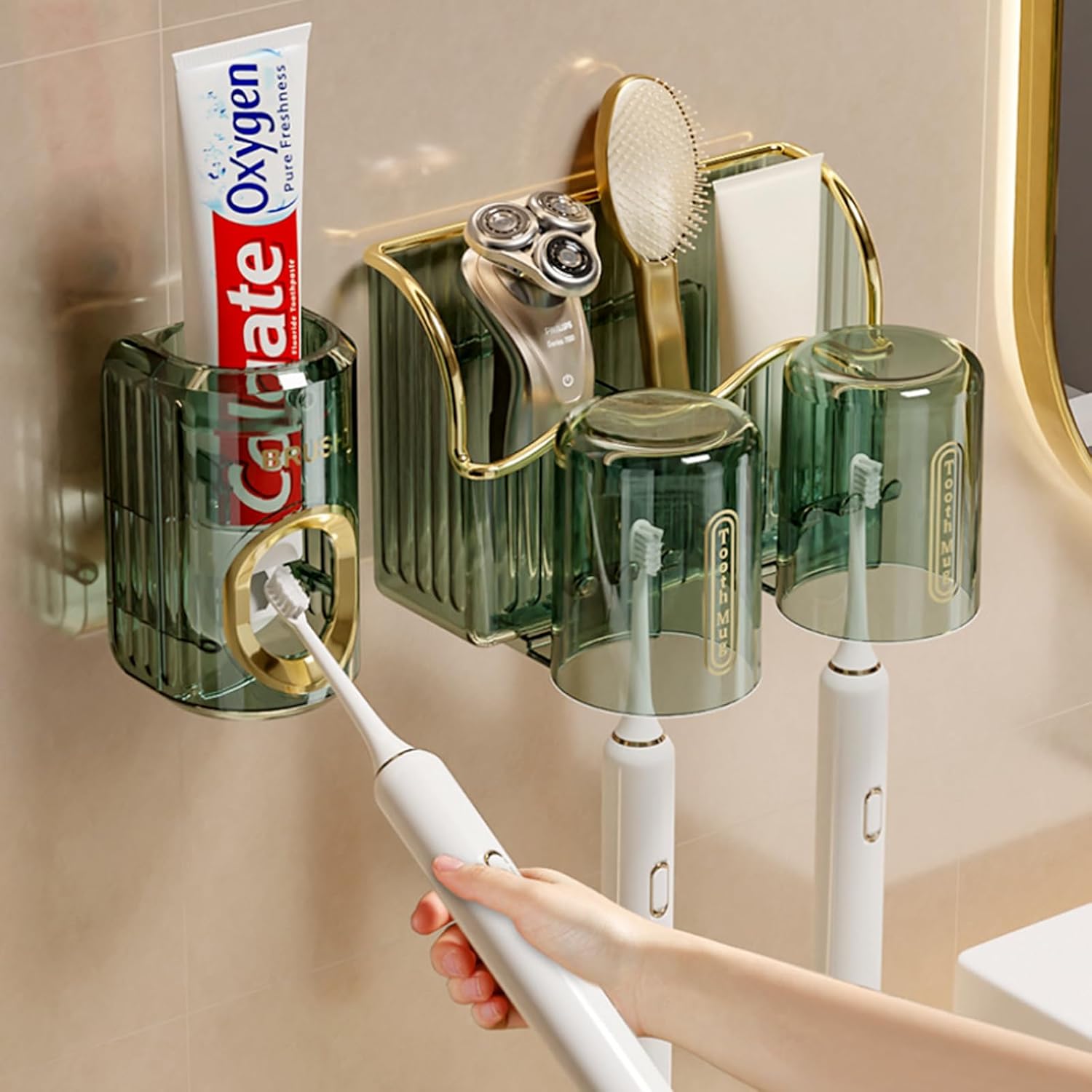 Amazon.com: WREWING Toothbrush Holder for Bathrooms, Luxury Toothbrush ...