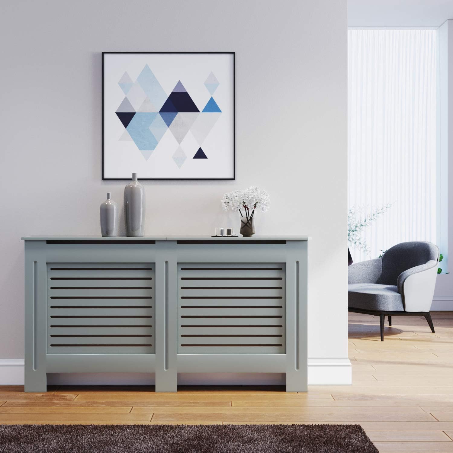 ELEGANT Radiator Cover Medium Modern Grey Painted Cabinet Radiator ...