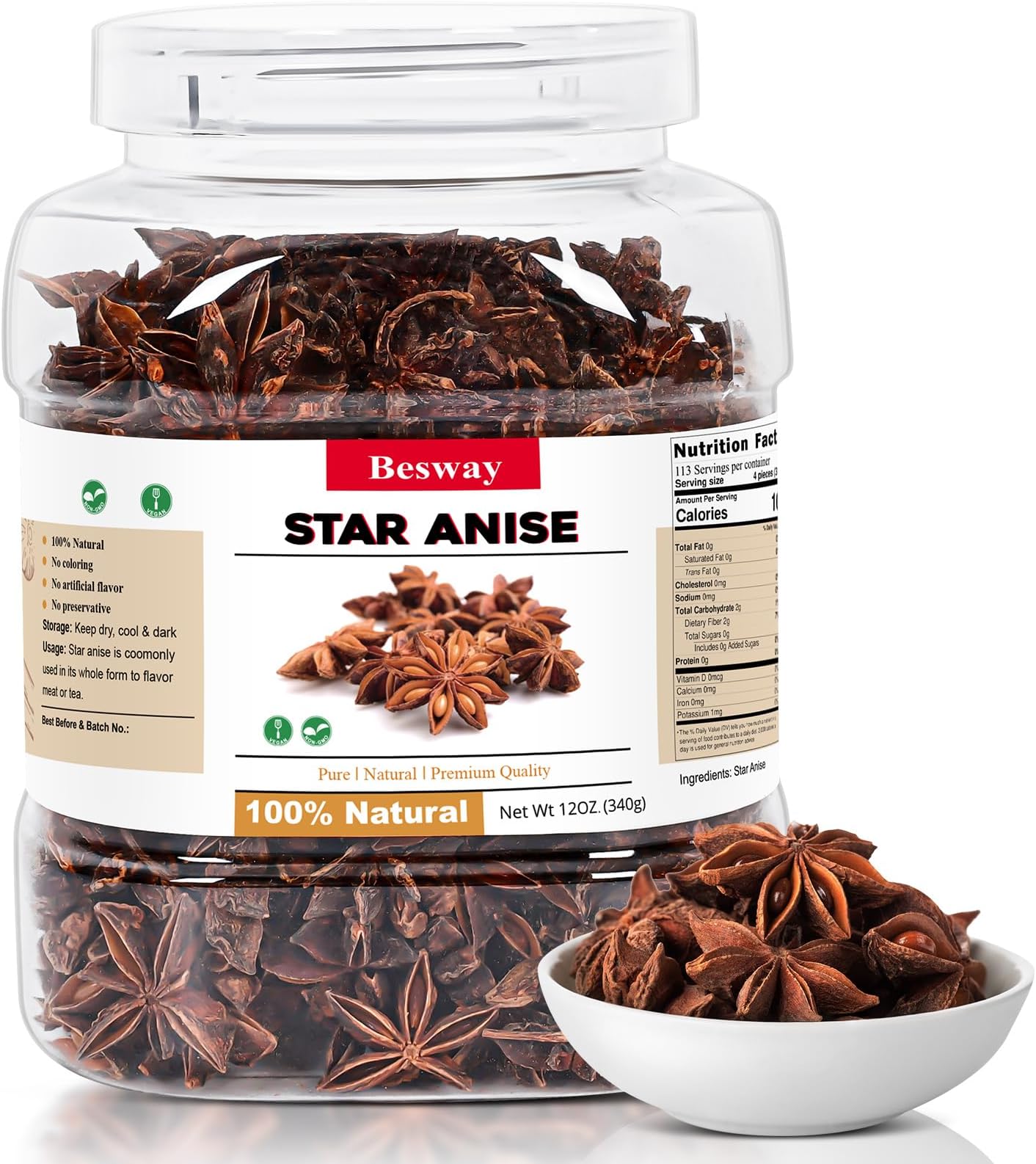 Amazon.com : Spicy World Star Anise Whole Pods 6 Oz Bag -Premium ...