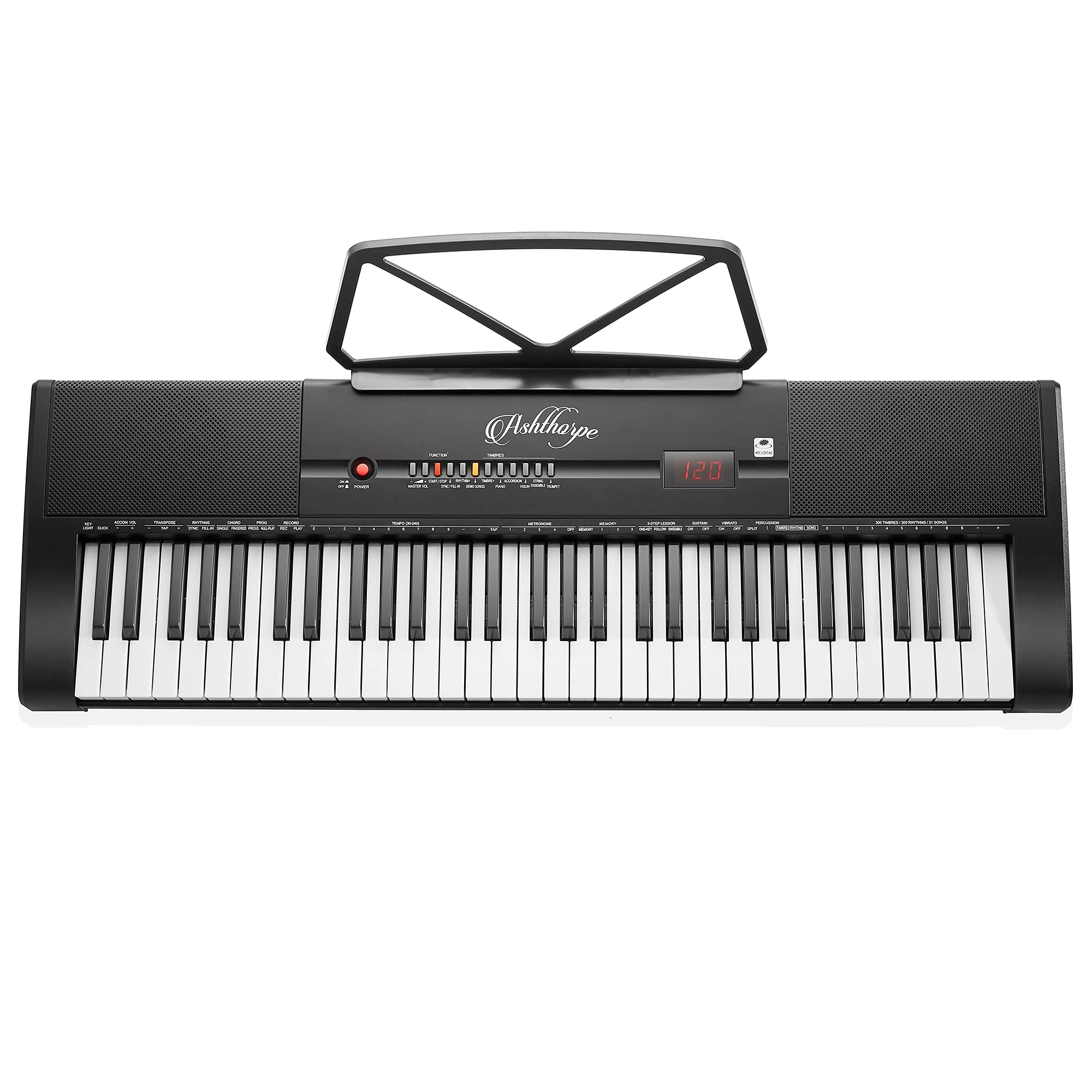 Ashthorpe 61-Key Digital Electronic Keyboard Piano with Light Up Keys ...