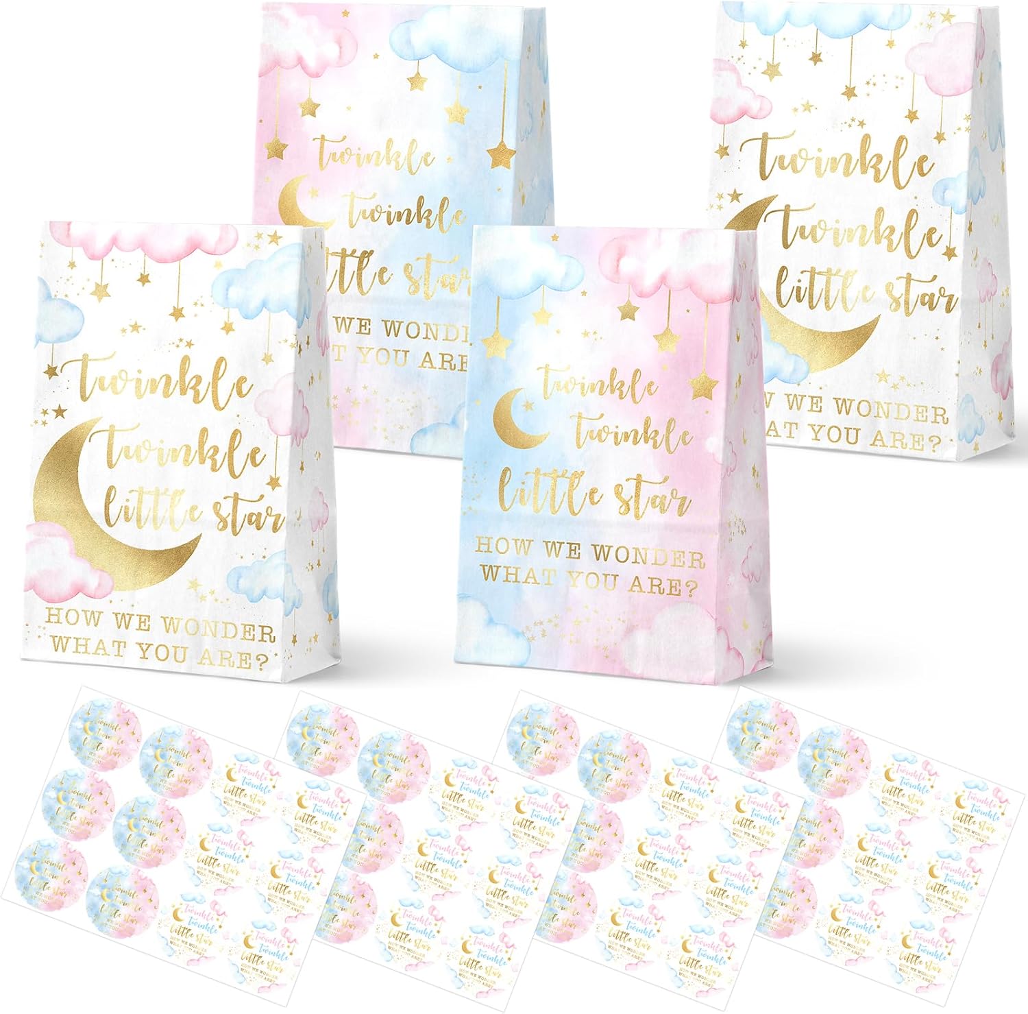 Amazon.com: Twinkle Twinkle Little Star Party Favor Bags with Stickers ...
