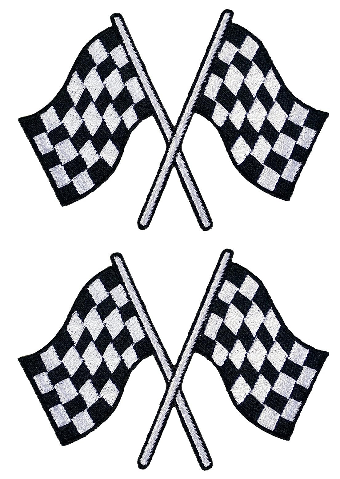 Amazon.com: ClickEmb Pack 2 Checkered Flag Iron on Patches Racing Iron ...