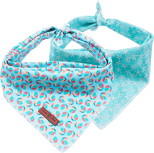 Amazon.com : Lionet Paws Summer Dog Bandanas 2 Pack, Blue Washable Dog Triangle Bibs Scarf Dog ...