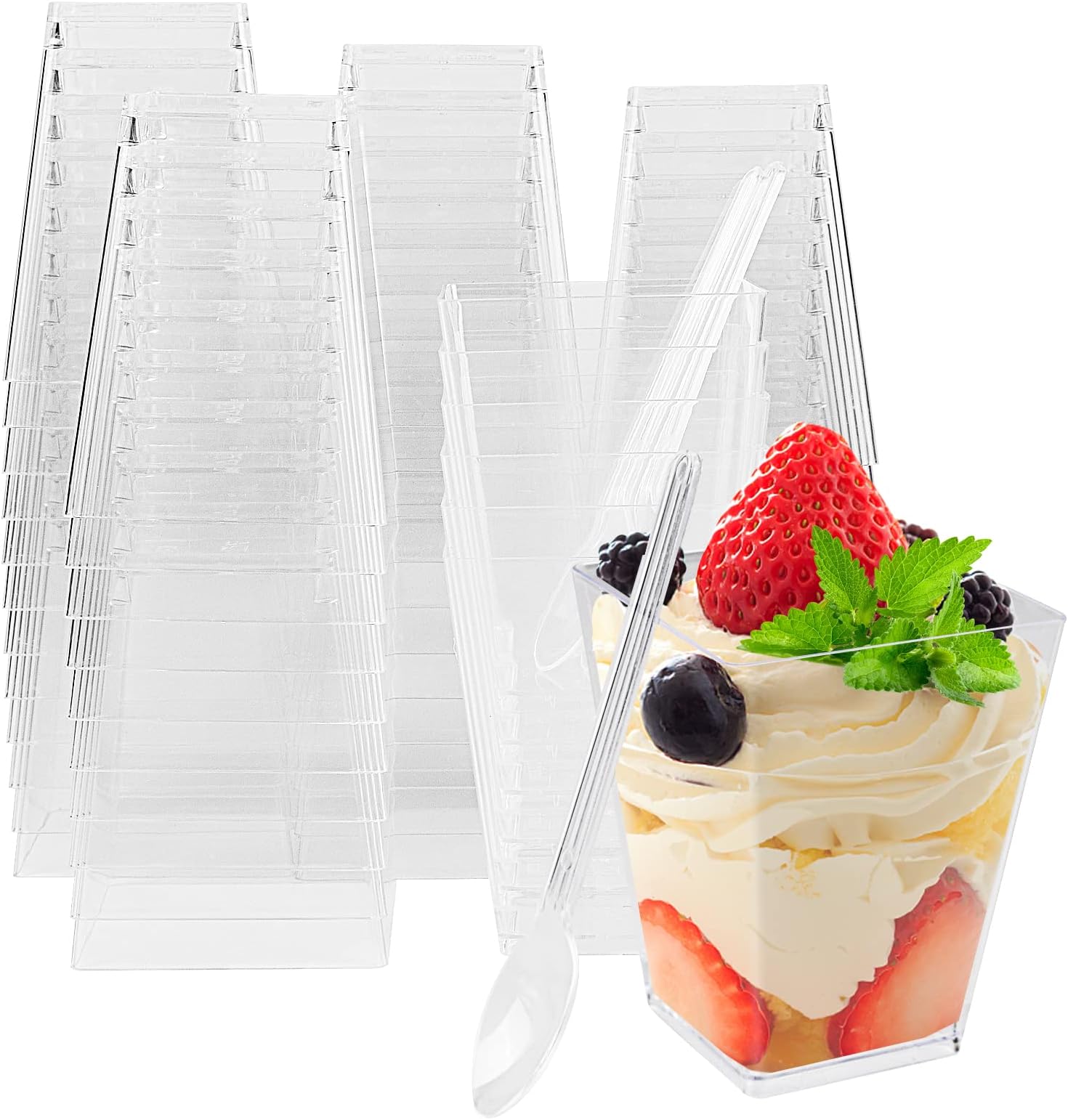 Amazon.com | Legredic 50 Pack 5 oz Square Dessert Cups with Spoons ...