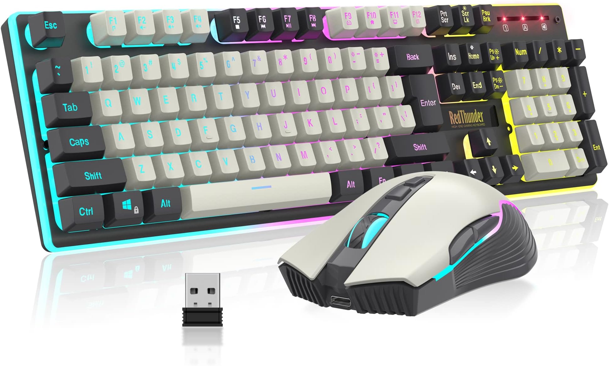 RedThunder K10 Wireless Gaming Keyboard and Mouse Combo, LED Backlit ...