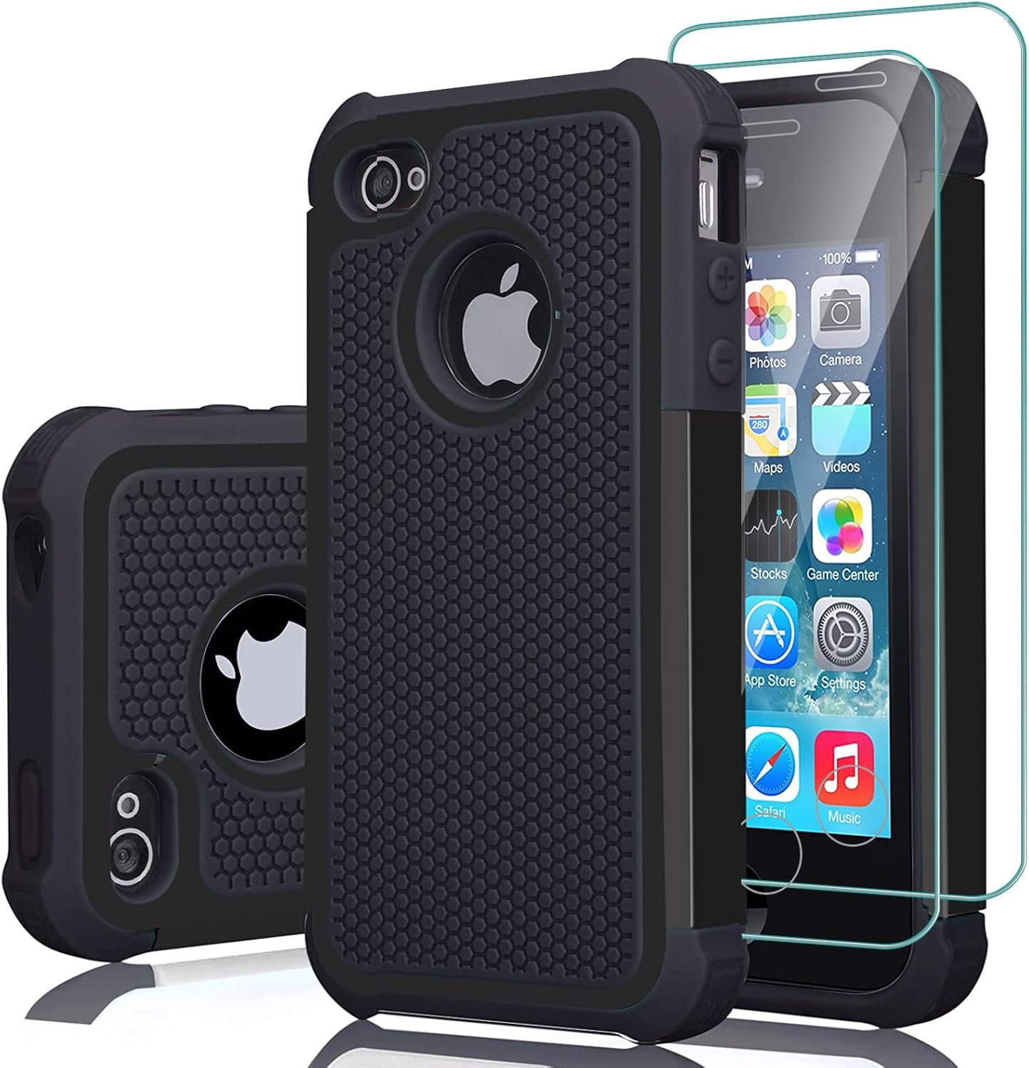 Amazon.com: iPhone 4 Case, iPhone 4S Case with [2 Pack] Tempered Glass Screen Protector ...