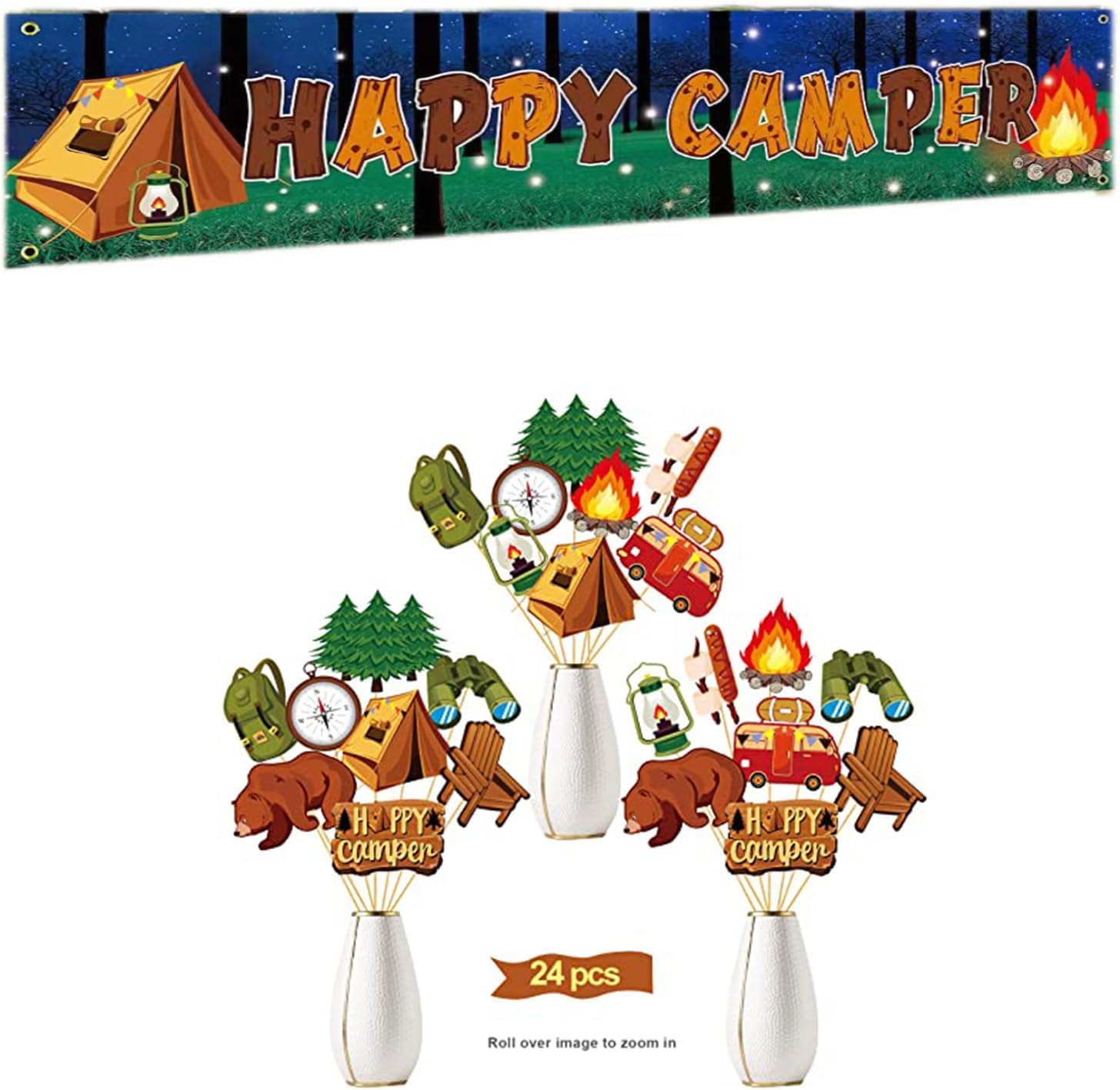 Amazon.com: Camping Party Decorations Happy Camper, Camping Theme ...
