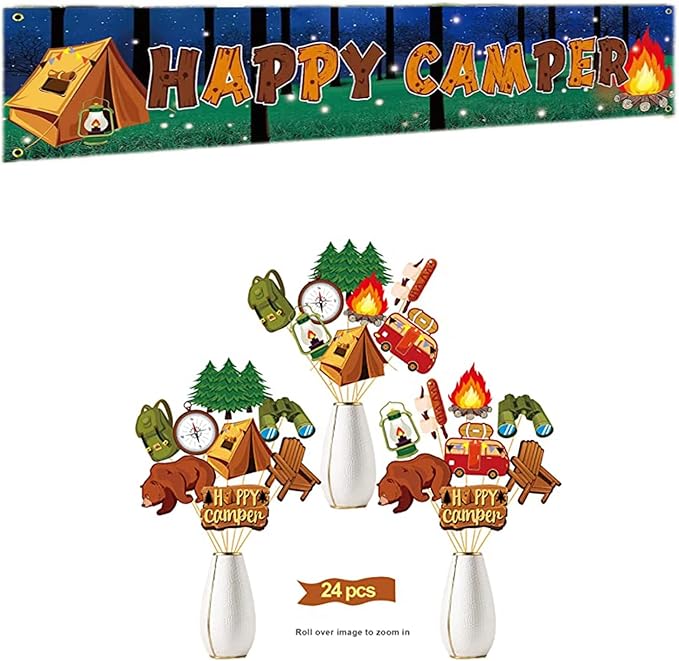 Amazon.com: Camping Party Decorations Happy Camper, Camping Theme ...